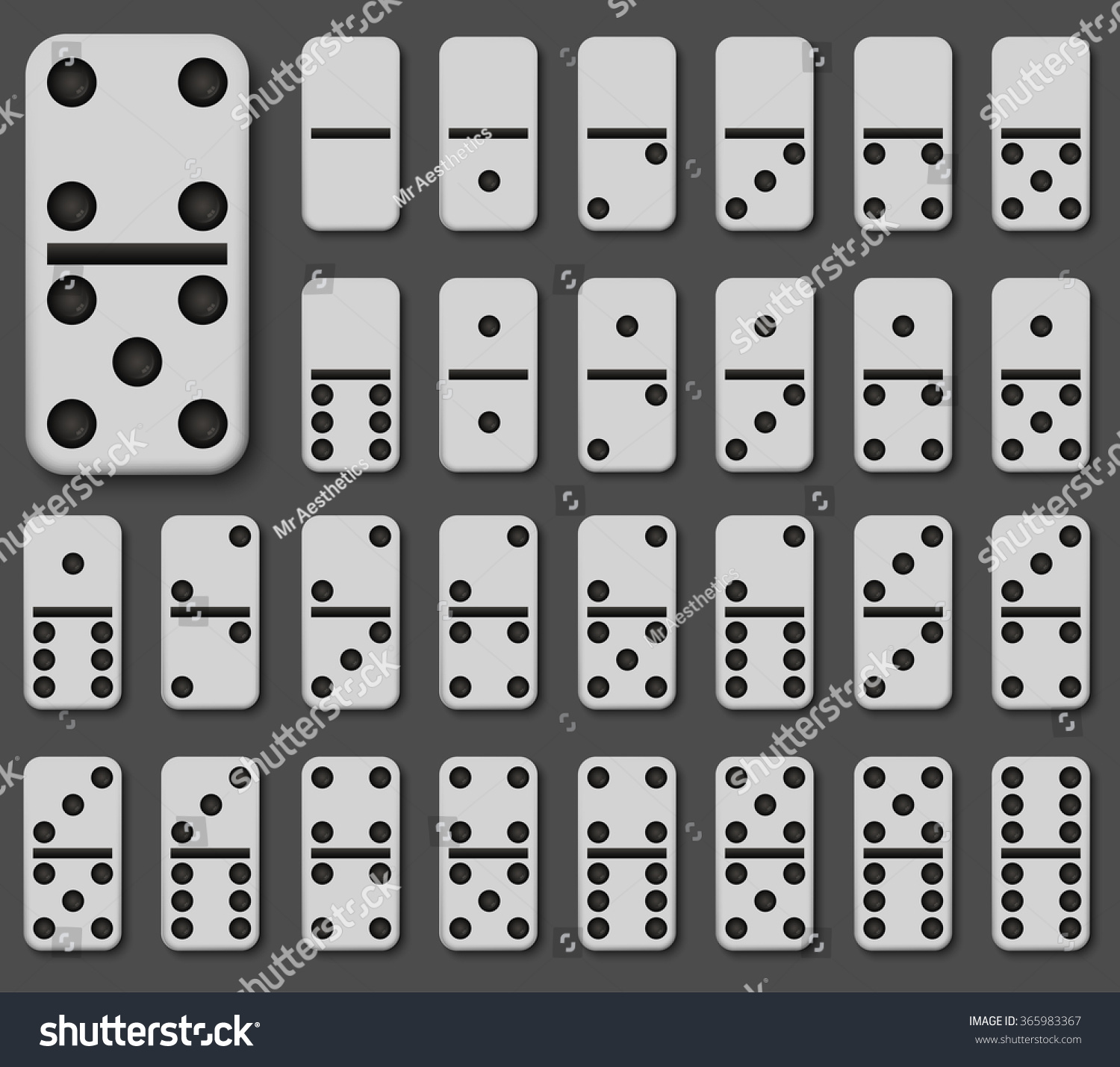 Vector Modern Domino Set On Gray Stock Vector (Royalty Free) 365983367 ...