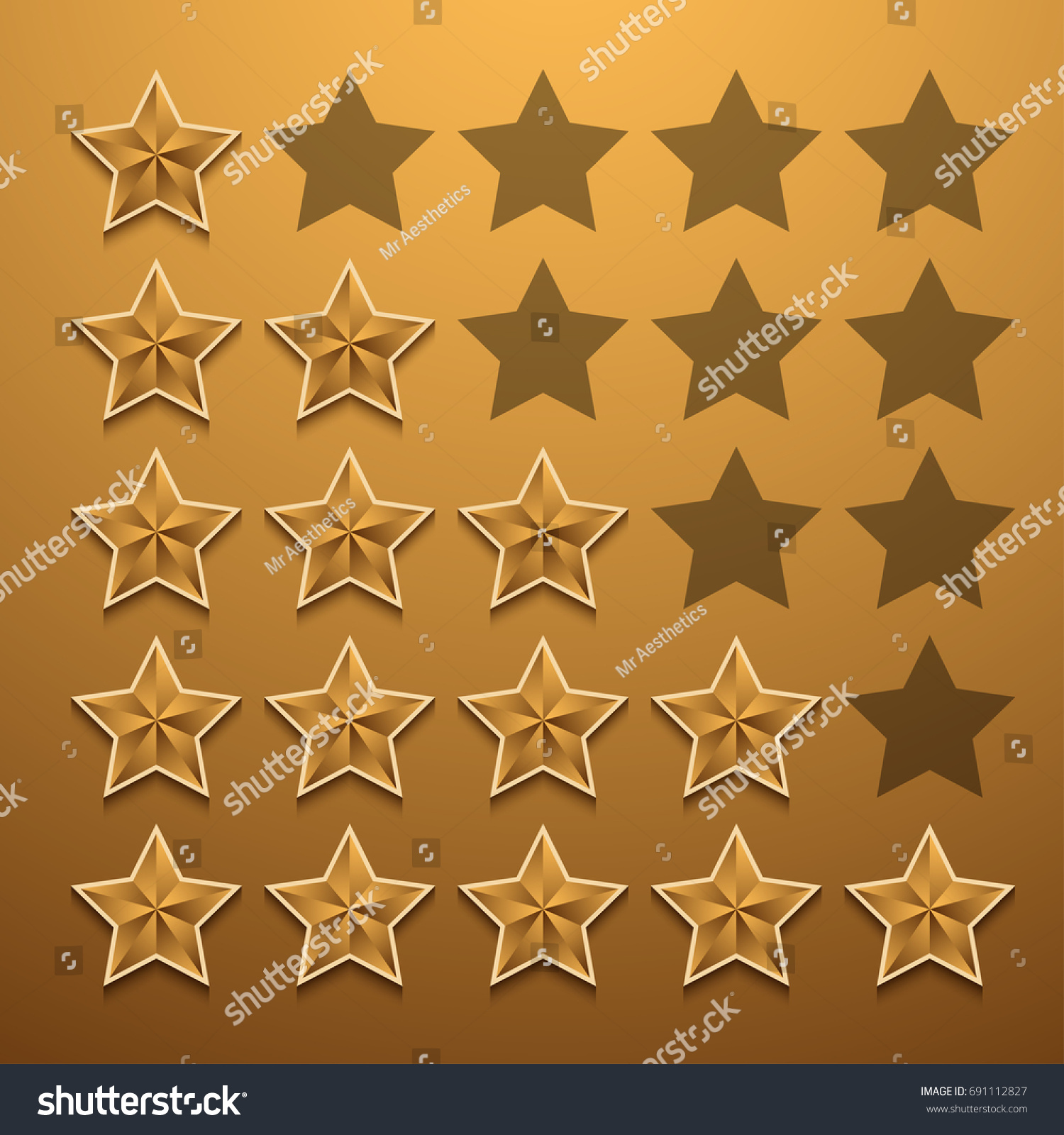 Vector Modern Gold Star Rating Set Stock Vector (Royalty Free) 691112827