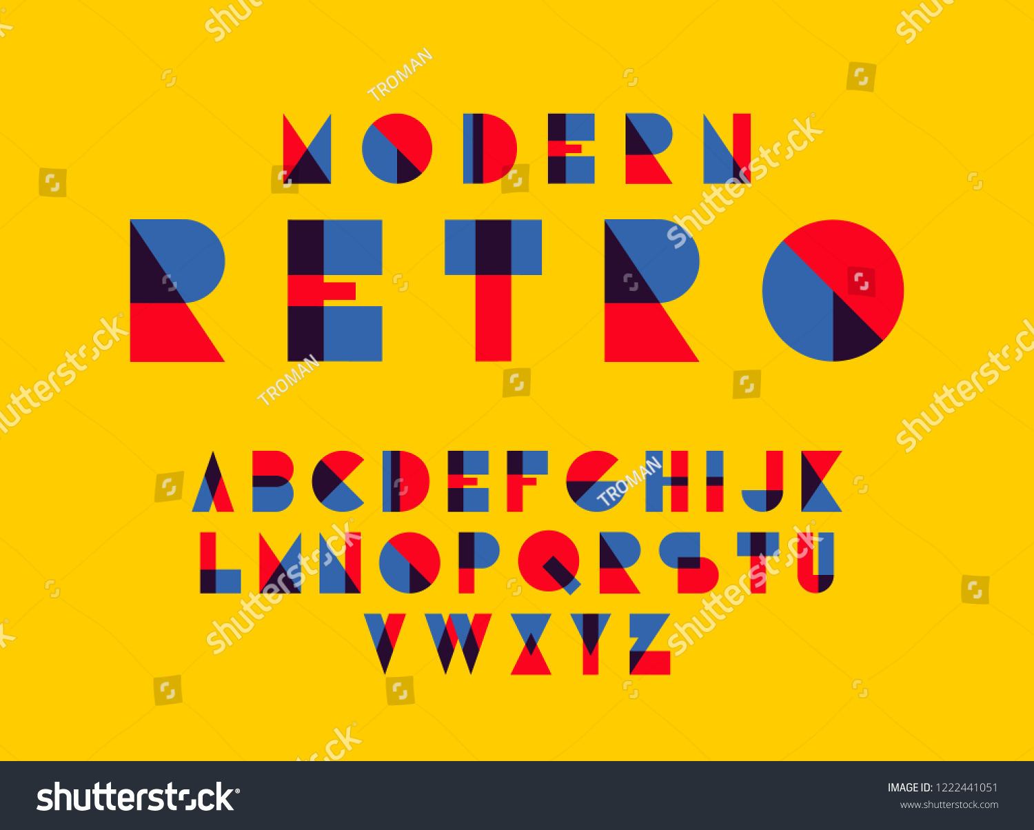 Vector Modern Retro Alphabet Stock Vector (Royalty Free) 1222441051 ...