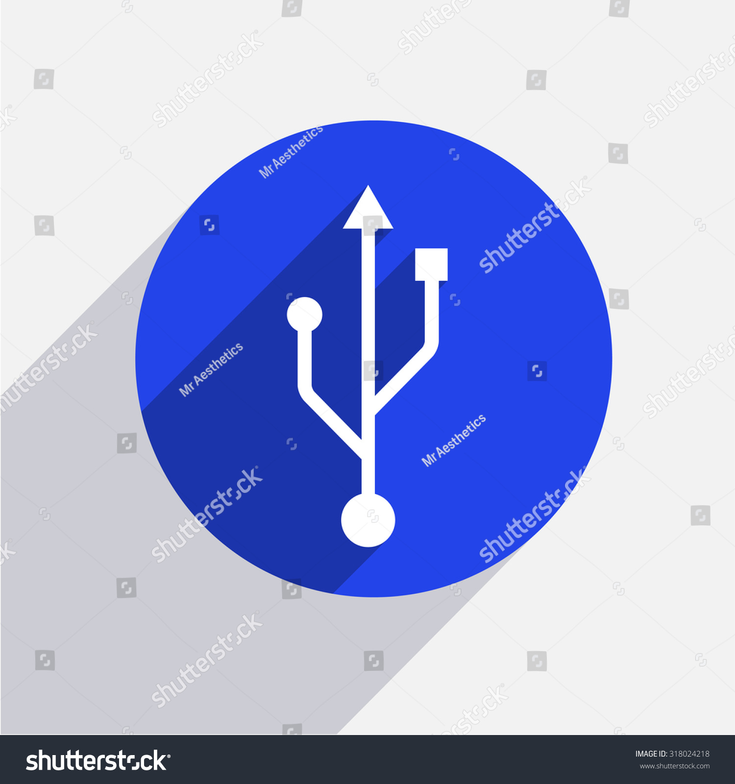 Vector Modern Usb Circle Icon Shadow Stock Vector (Royalty Free ...