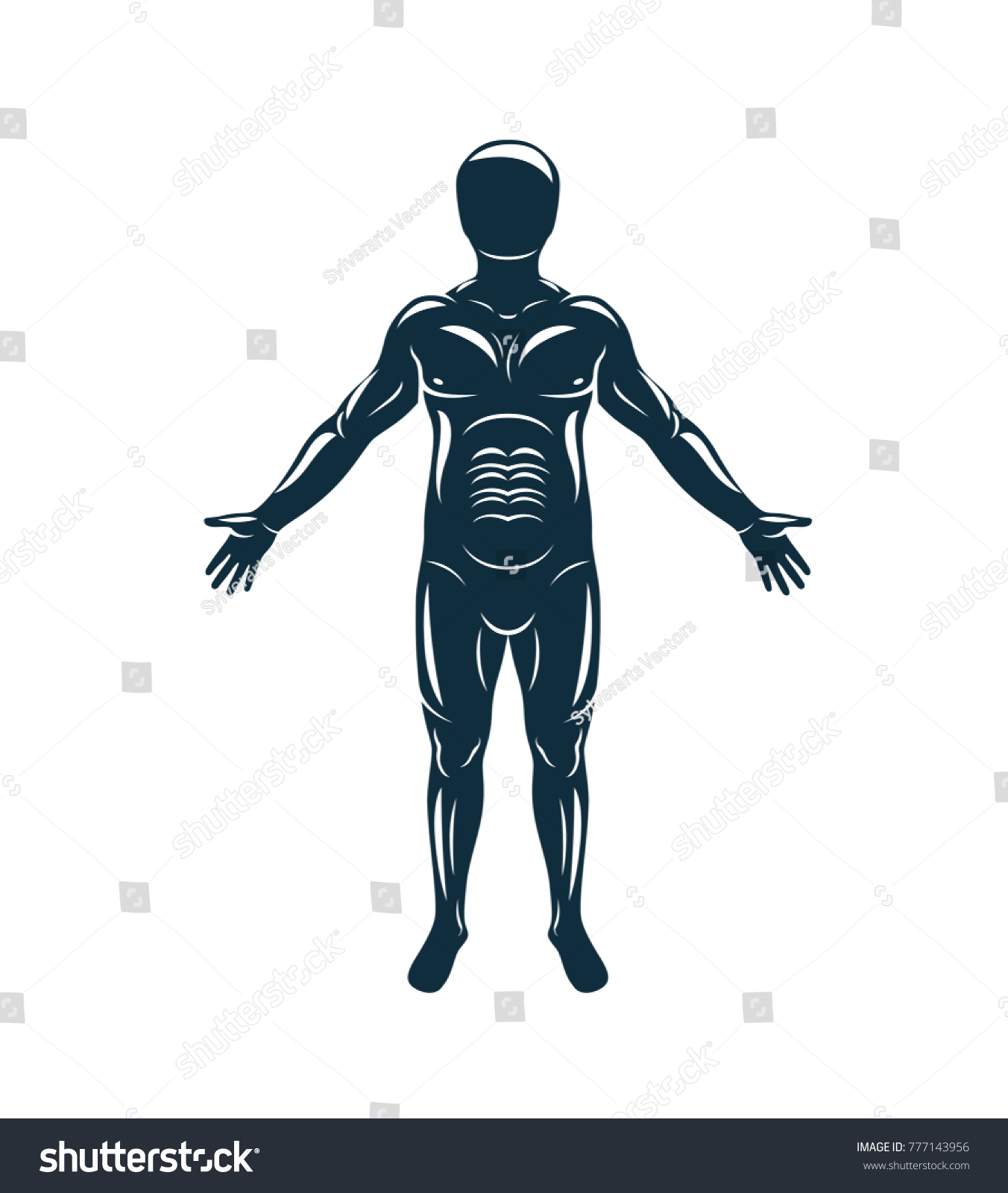 Vector Monochrome Illustration Athletic Man Anthropocentrism Stock ... Vector Monochrome Illustration Athletic Man Anthropocentrism Stock ...