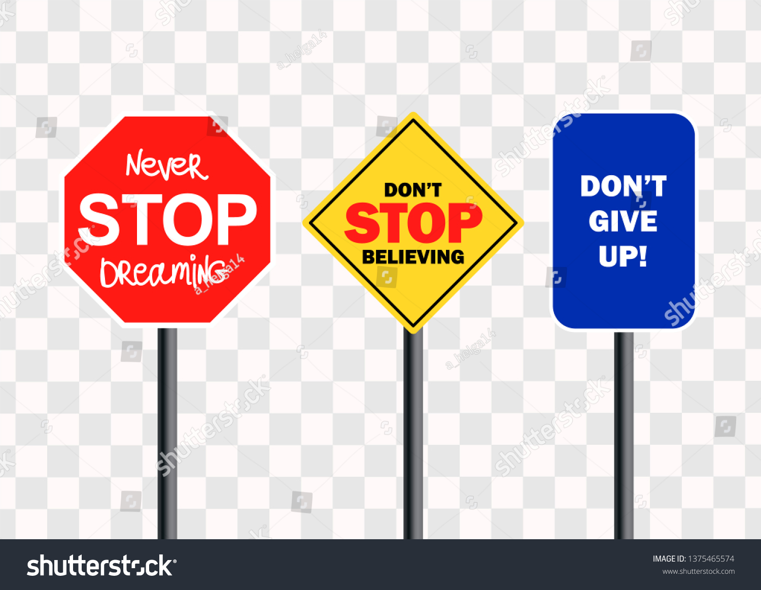 Vector Motivation Road Signs Stock Vector (Royalty Free) 1375465574 ...