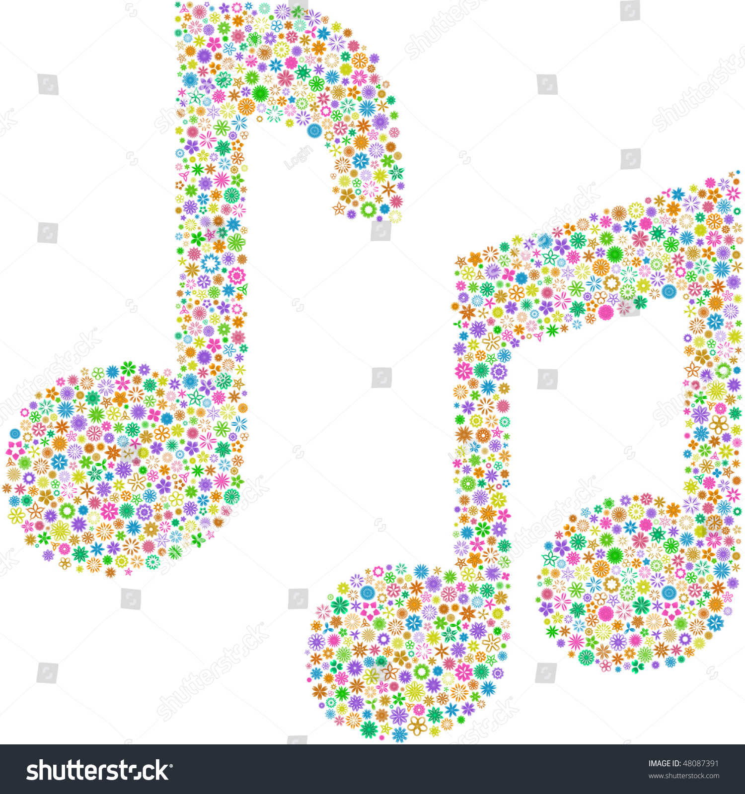 Vector Music Notes Floral Set Stock Vector (Royalty Free) 48087391 ...