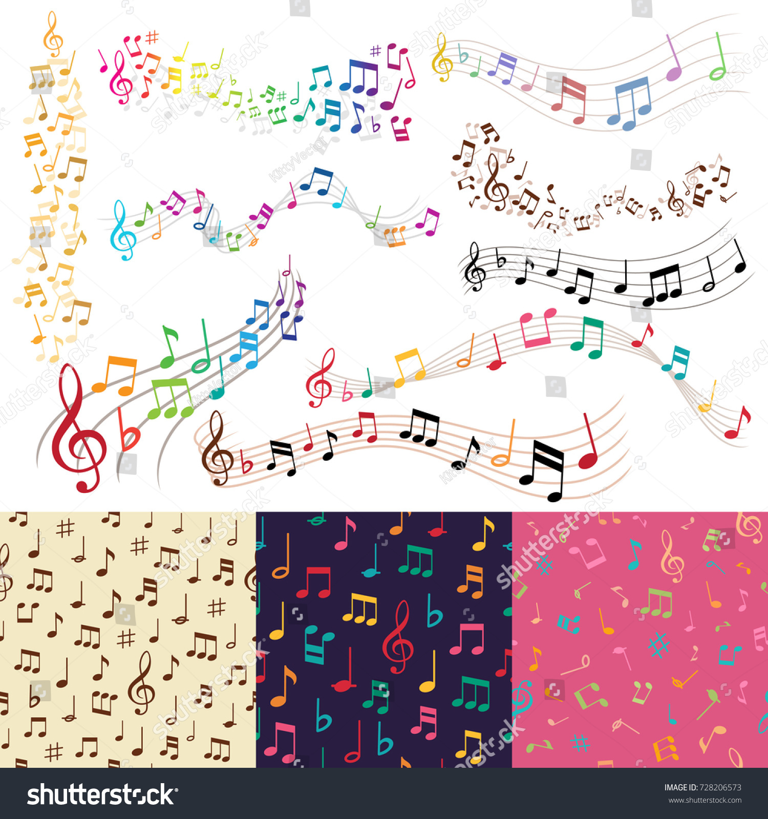 Vector Music Notes Music Melody Background Stock Vector (Royalty Free ...