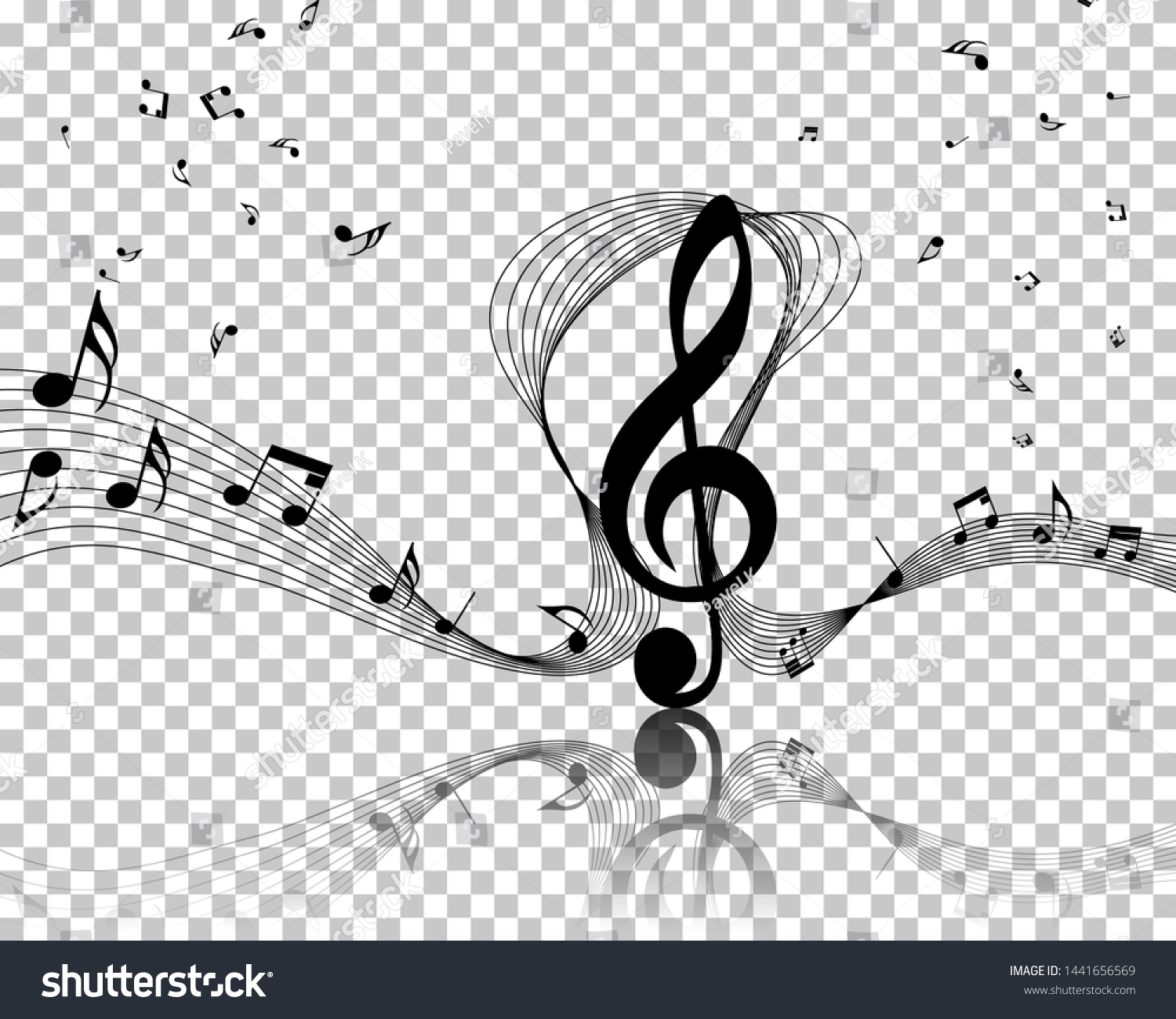 Vektor Stok Vector Musical Notes Staff Background Design (Tanpa Royalti ...