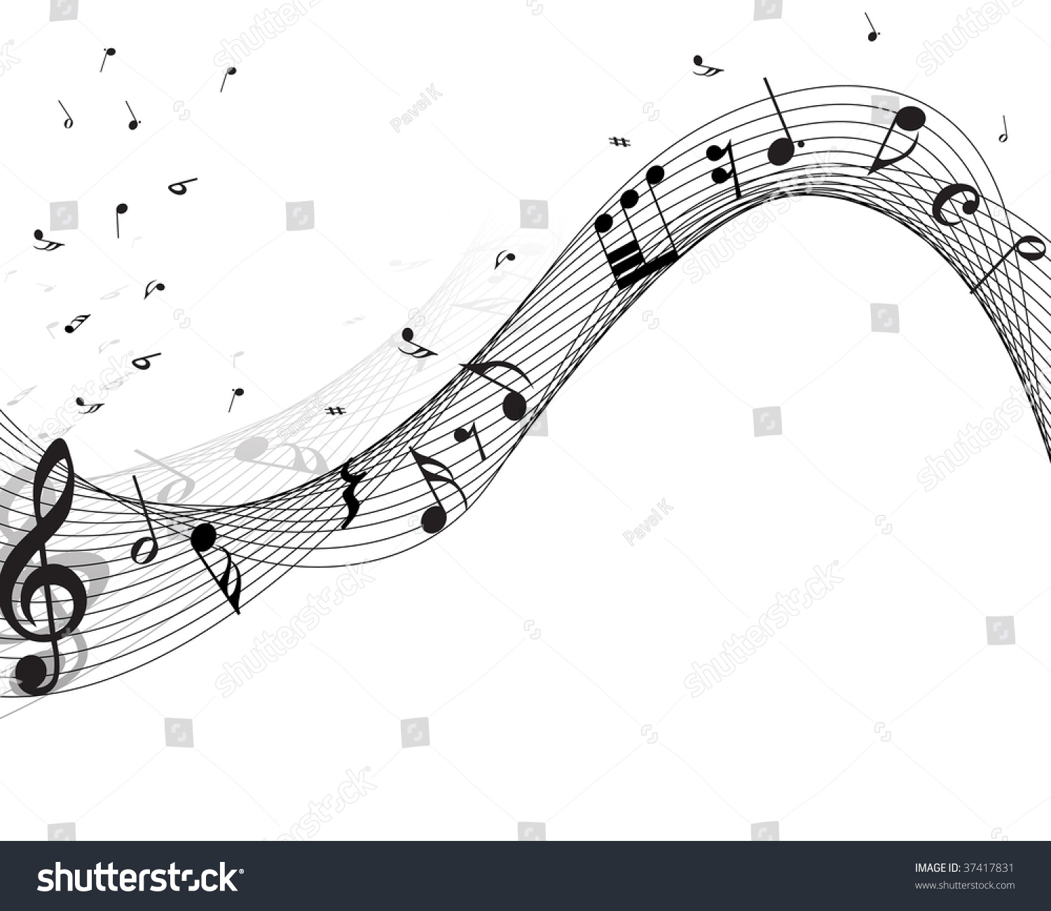 Vektor Stok Vector Musical Notes Staff Background Design (Tanpa Royalti ...