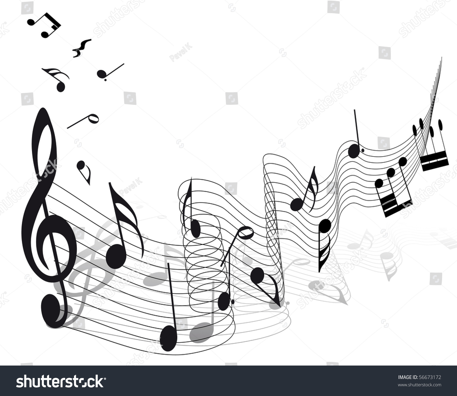 Vektor Stok Vector Musical Notes Staff Background Design (Tanpa Royalti ...