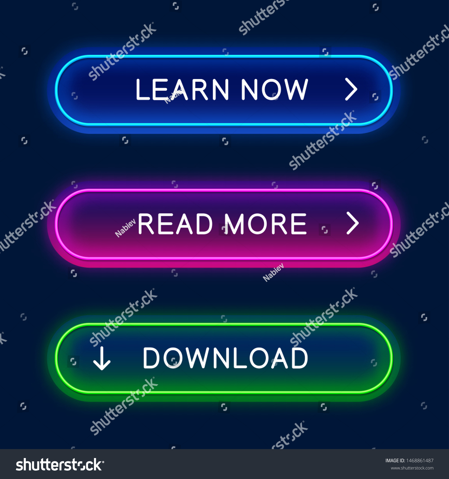 Vector Neon Button Web Design App Stock Vector (Royalty Free) 1468861487