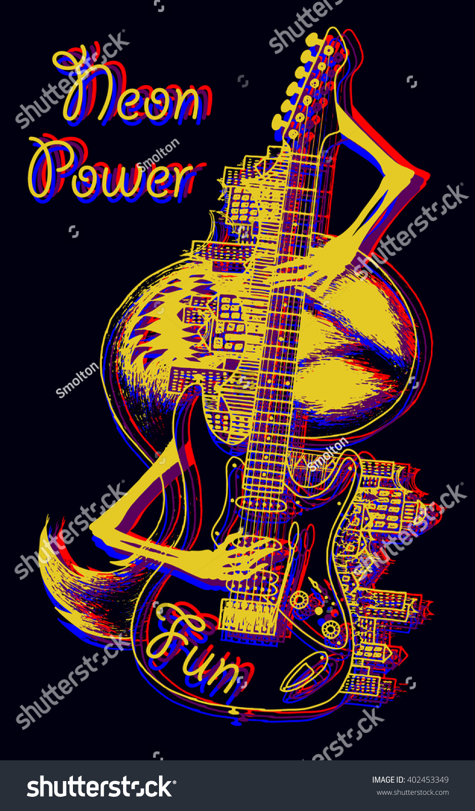 Vector Neon Electric Guitar: vector de stock (libre de regalías ...