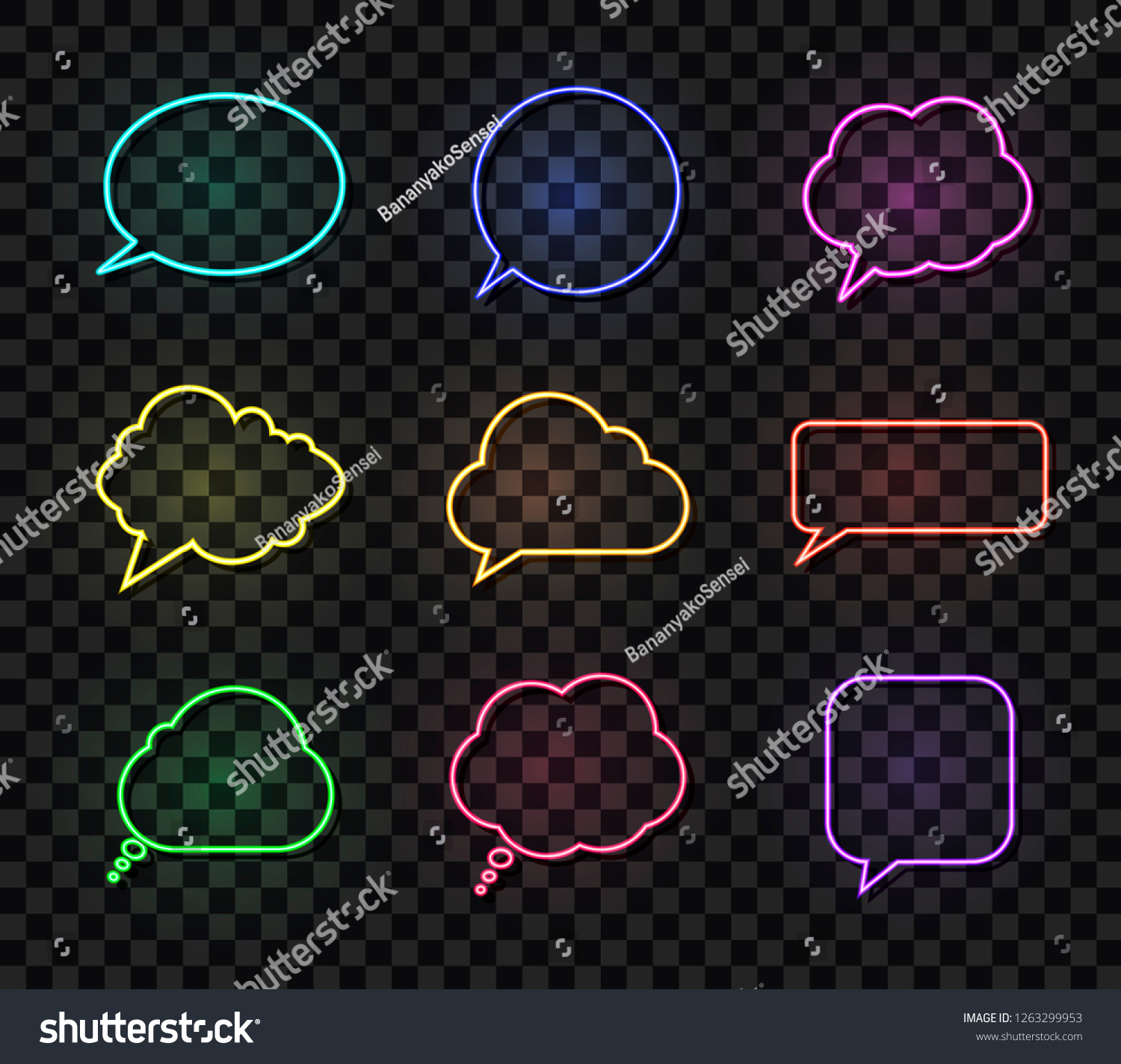 Vector Neon Talk Bubbles Set Different Stock Vector (Royalty Free ...