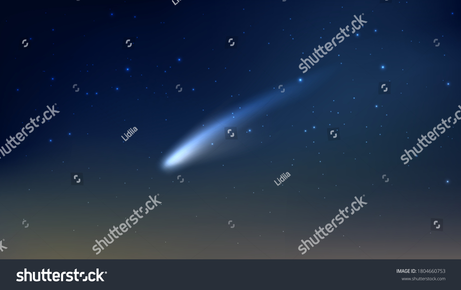 Vector Night Starry Sky Falling Comet Stock Vector (Royalty Free ...
