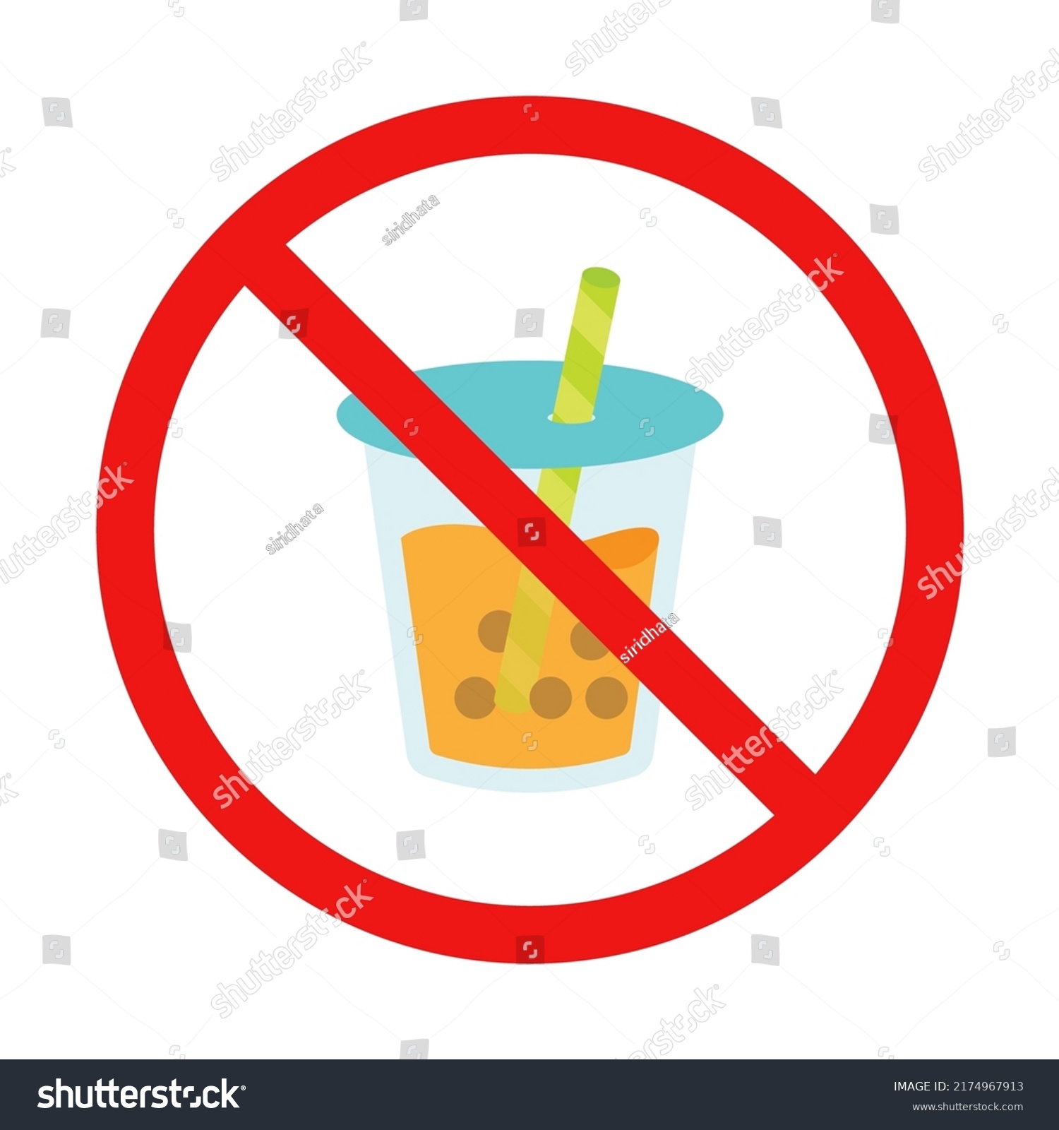 Vector No Bubble Tea Sign On Stock Vector (Royalty Free) 2174967913 ...