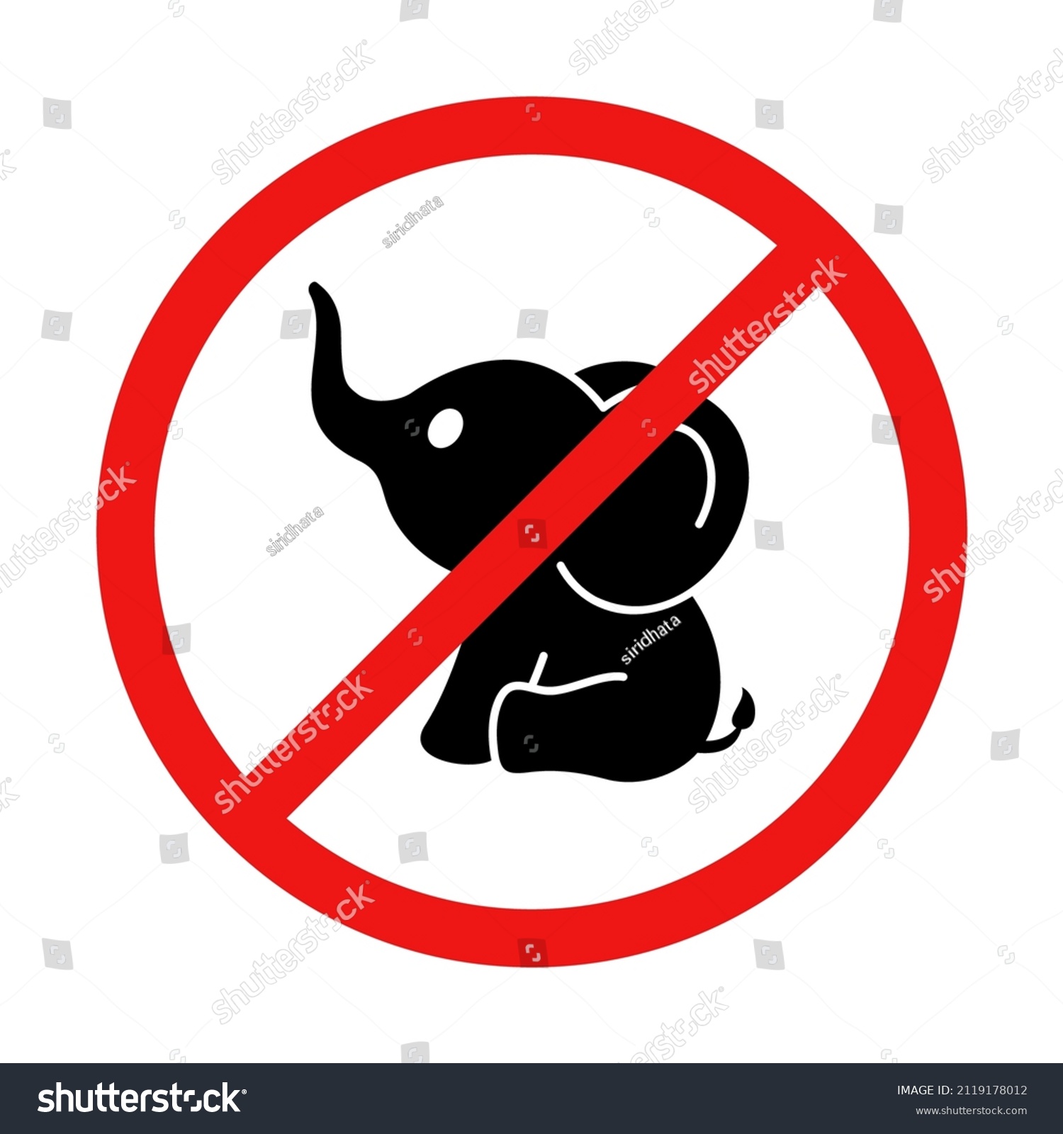 Vector No Elephant Sign On White Stock Vector (Royalty Free) 2119178012
