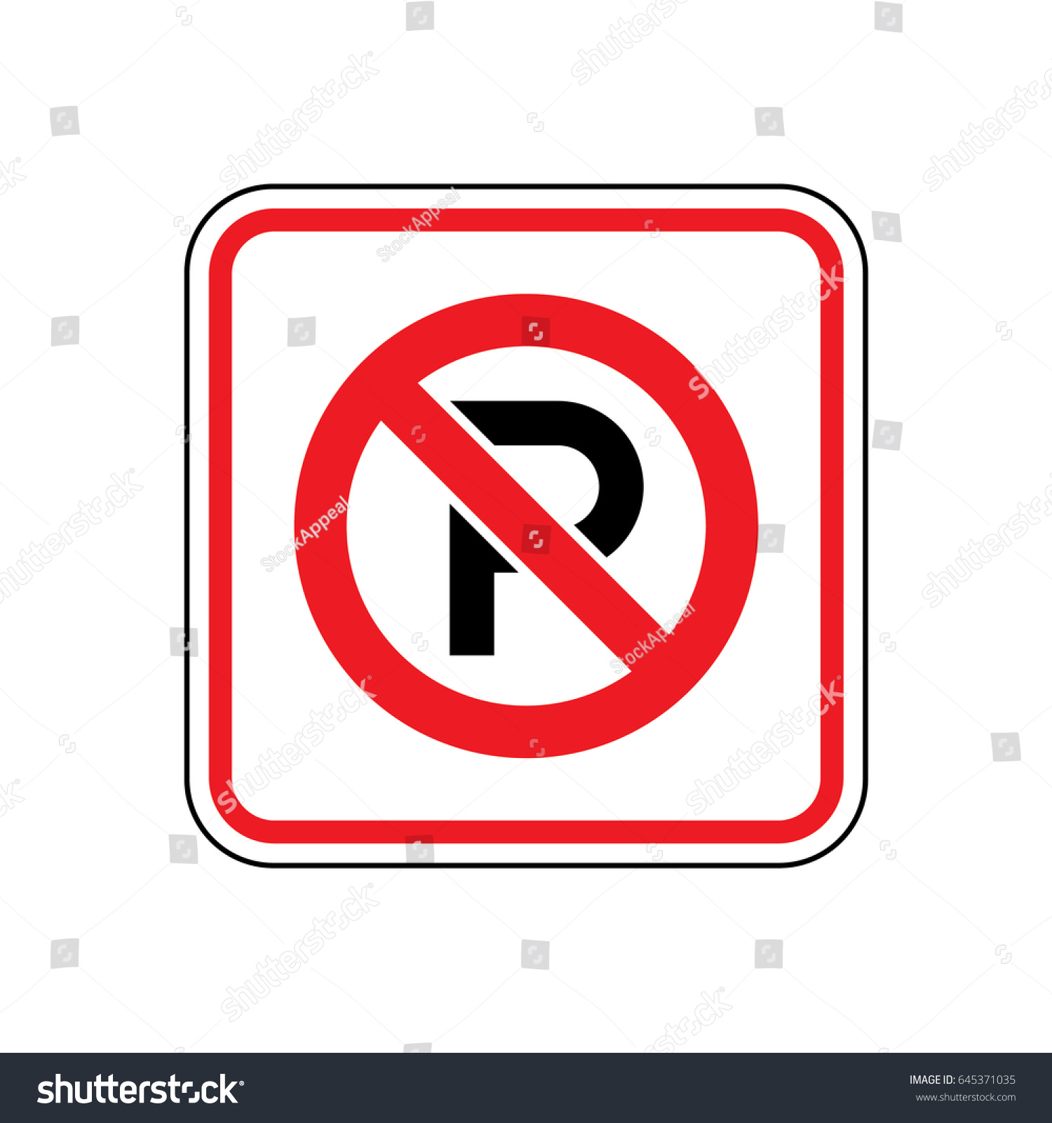 Vector No Parking Sign Square Stock Vector (Royalty Free) 645371035 ...