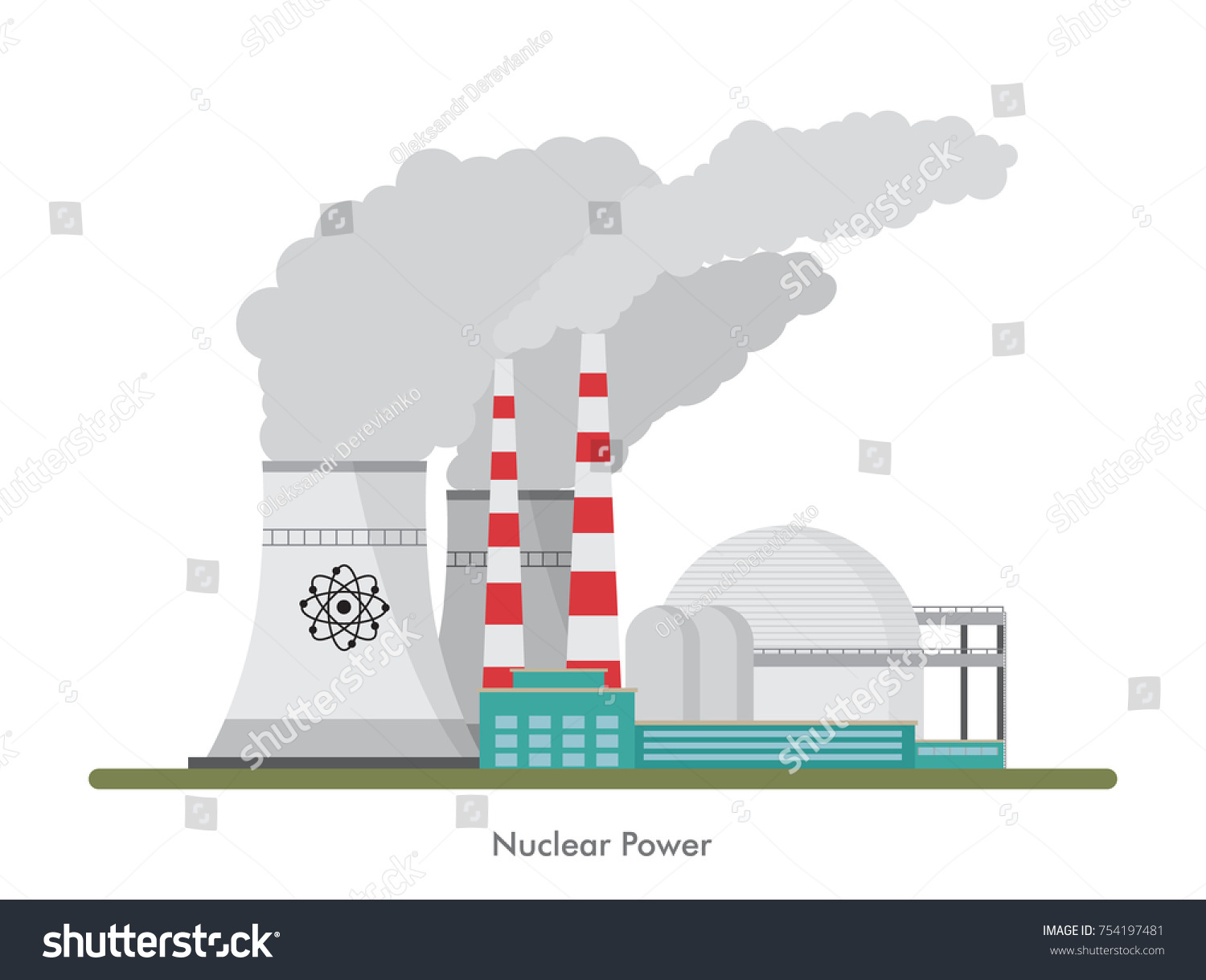 Vector Nuclear Power Plant On White Stock Vector (Royalty Free ...