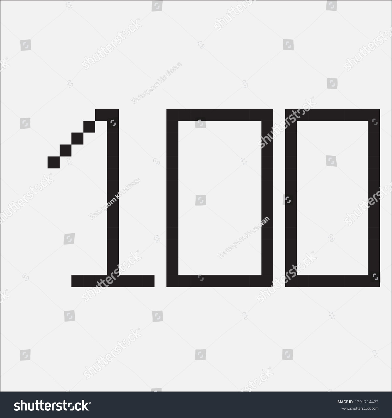Vector Number One Hundred Pixel Art Stock Vector (Royalty Free ...