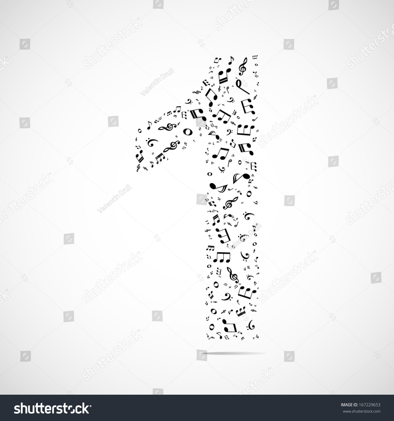 Vector Number One Made Music Notes: vector de stock (libre de regalías ...