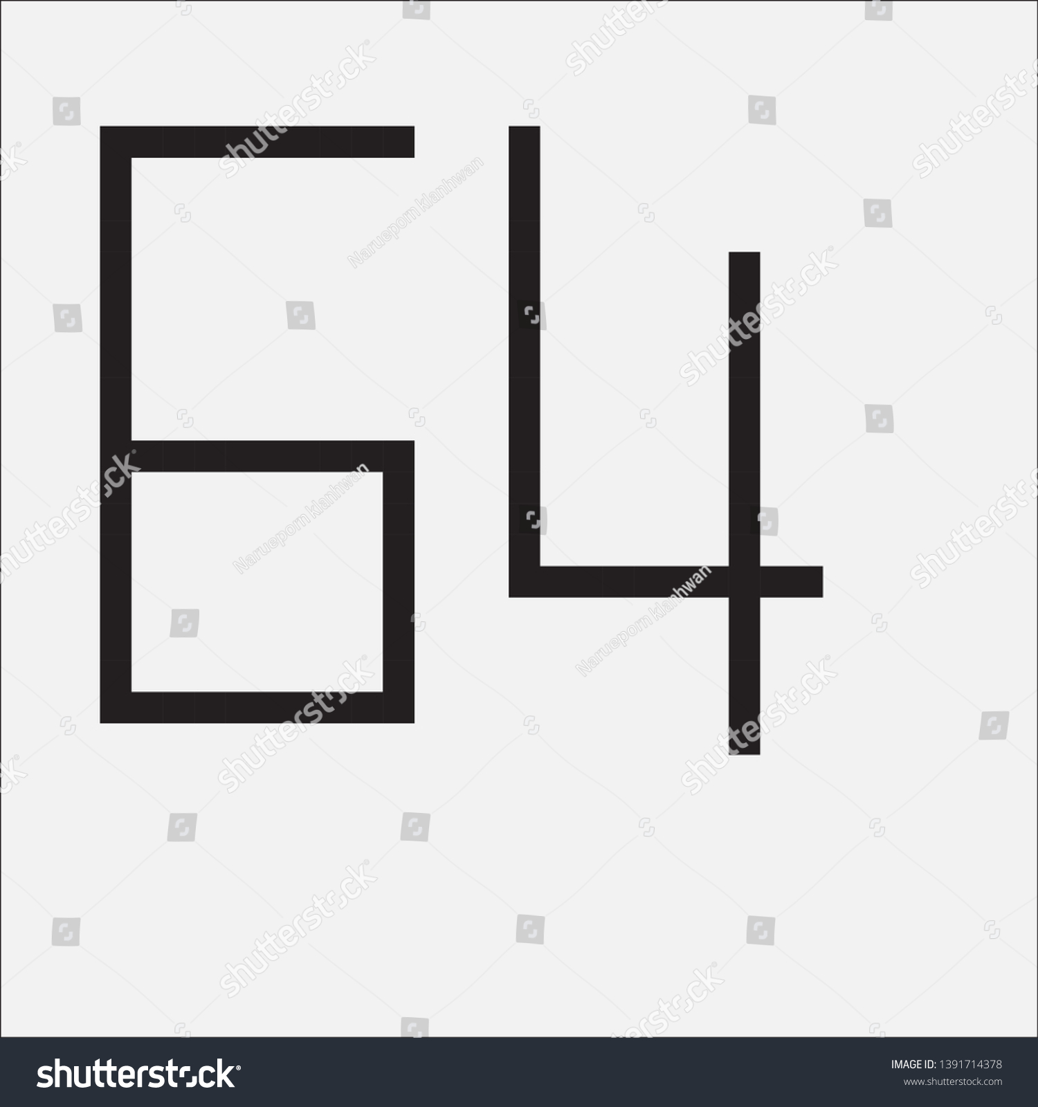 Vector Number Sixtyfour Pixel Art: vector de stock (libre de regalías ...
