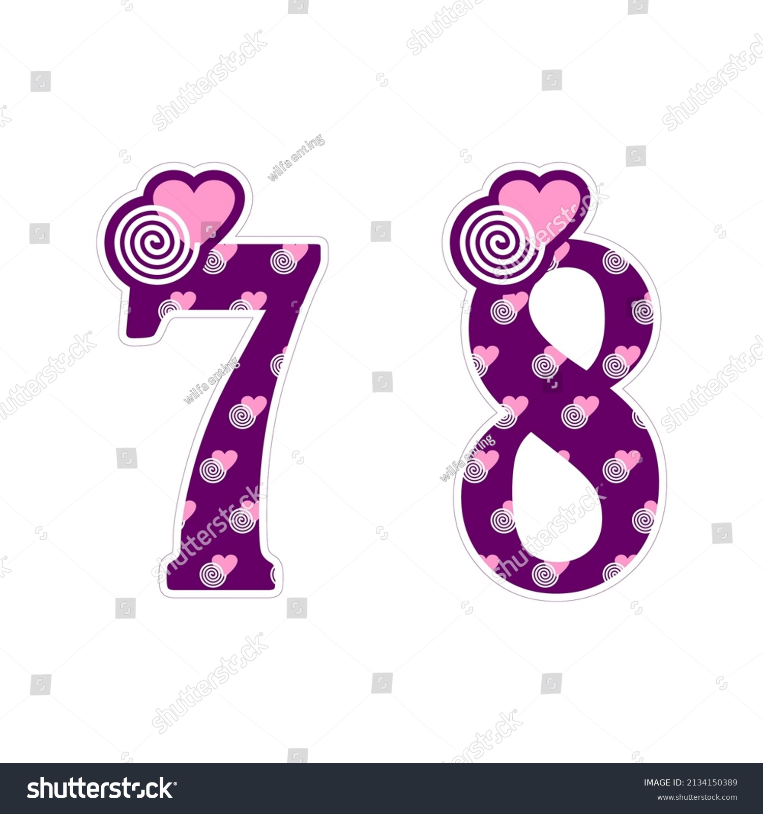 Vector Numbers 7 8 Purple Background Stock Vector (Royalty Free ...