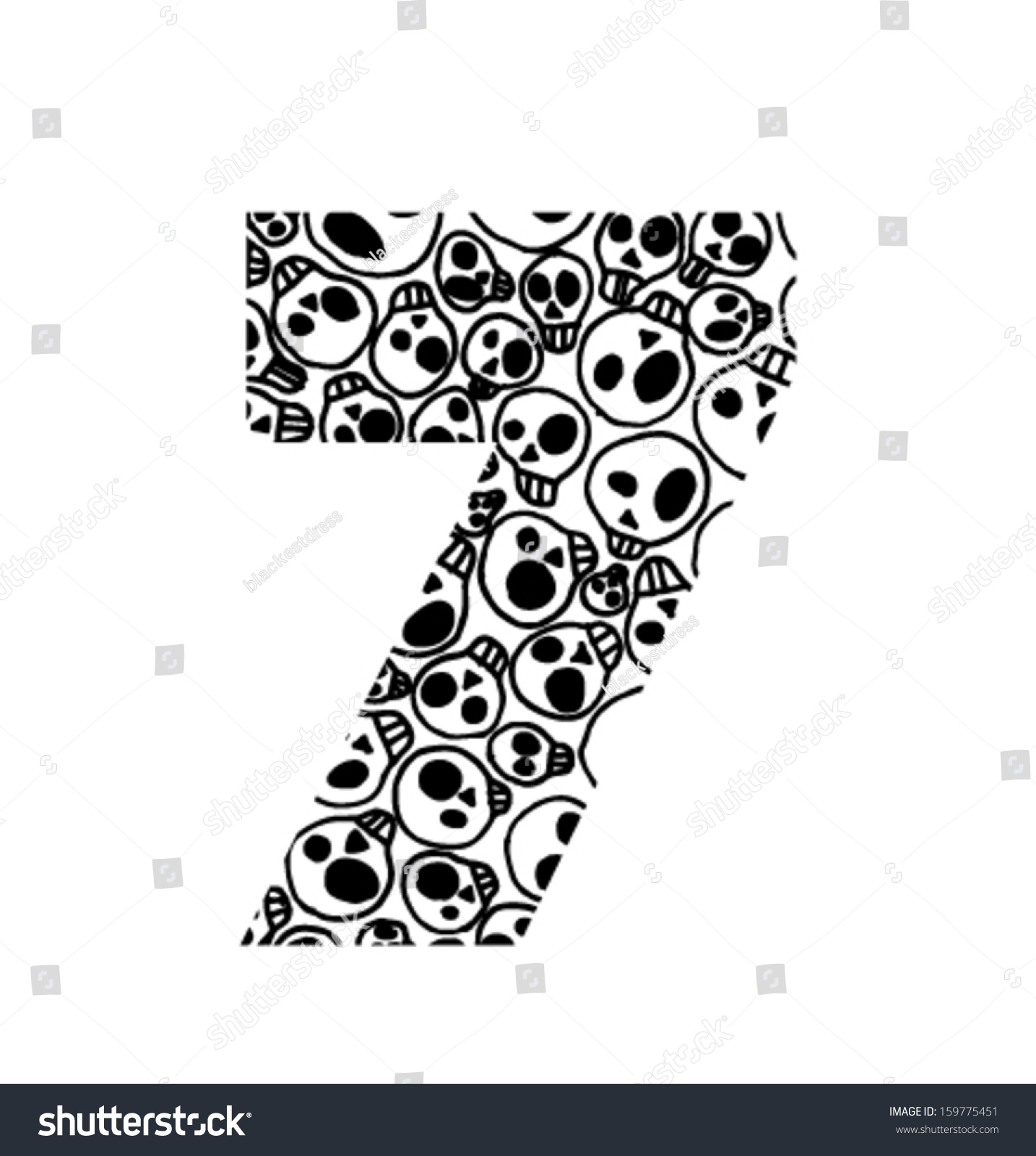 Vector Numbers With Scary Skull Pattern - Number 7 - 159775451 ...