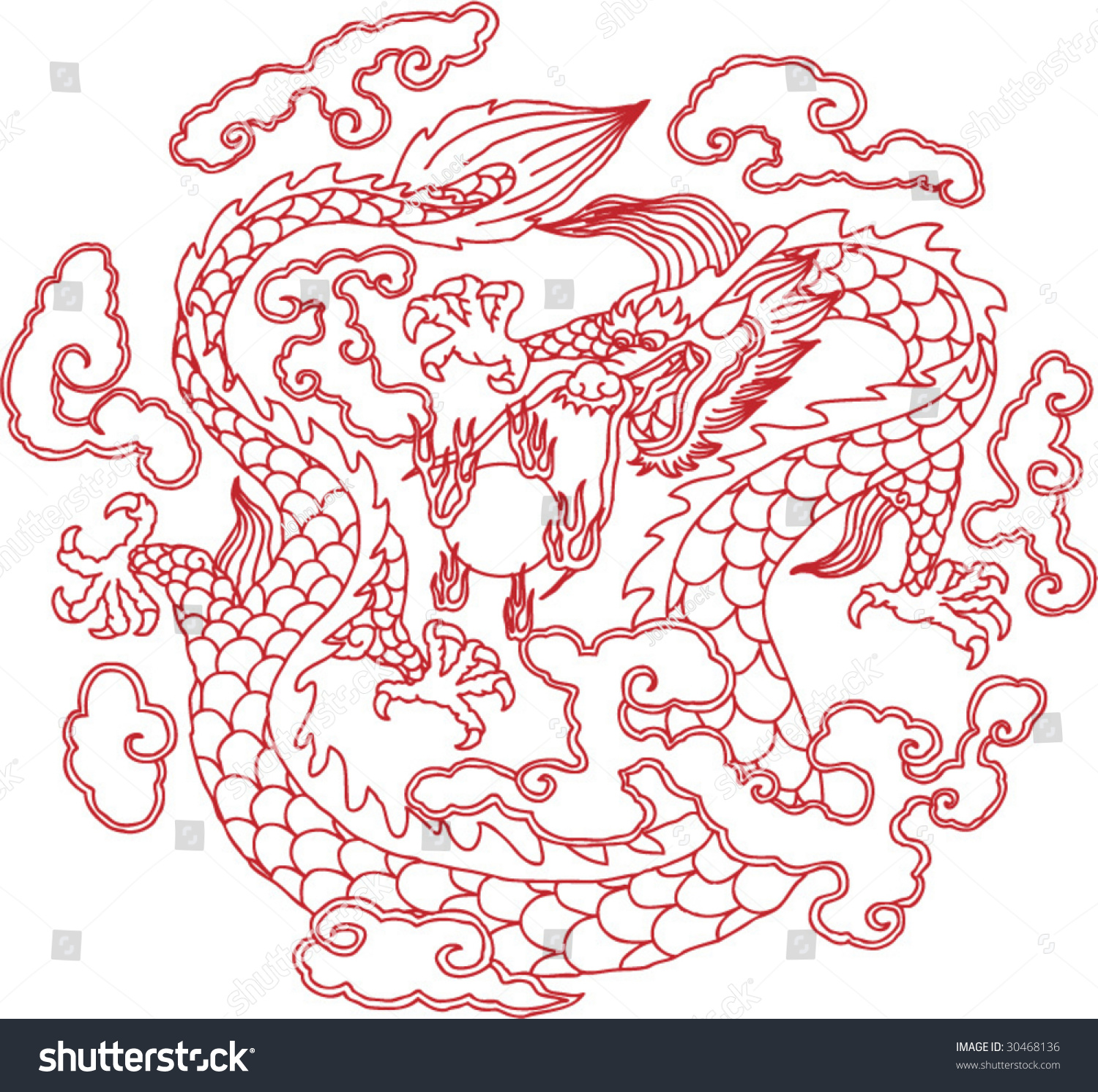 Vector Ancient Chinese Dragon Pattern Stock Vector (Royalty Free) 30468136