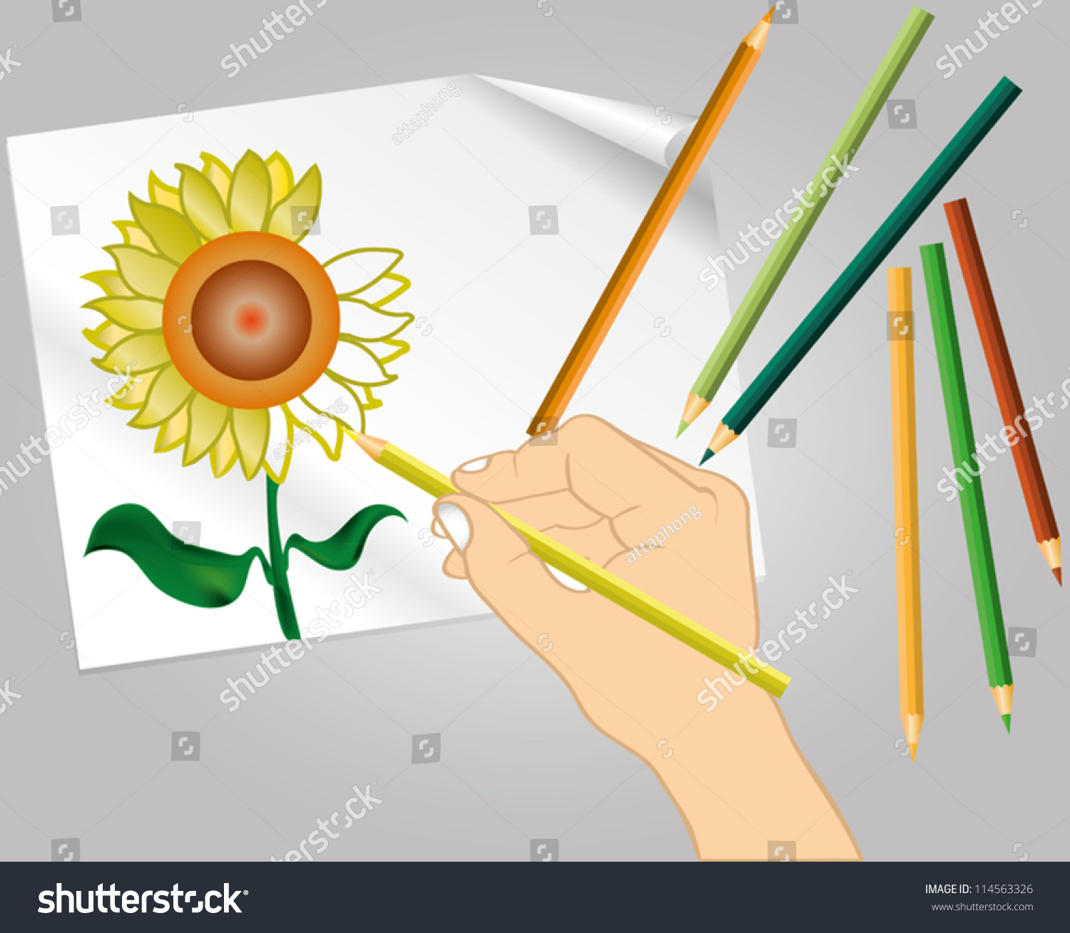 Vector Hand Holding Colored Pencil Drawing Stock Vector (Royalty Free ... Vector Hand Holding Colored Pencil Drawing Stock Vector (Royalty Free ...