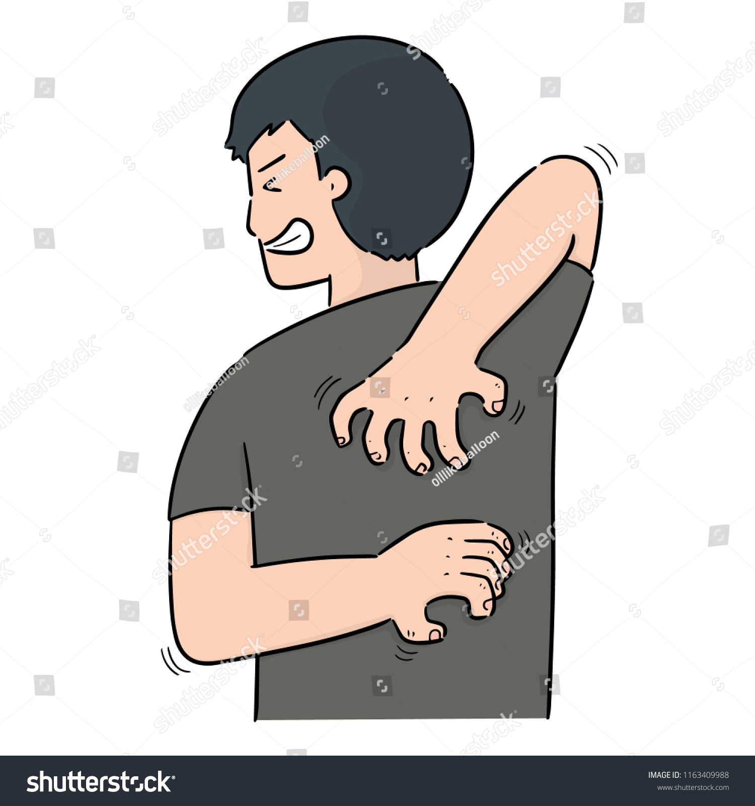 Vector Man Scratching Back Stock Vector (Royalty Free) 1163409988