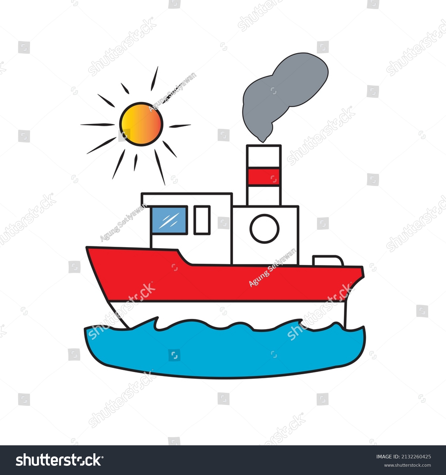 Vector Ship Red Withe Color Stock Vector (Royalty Free) 2132260425 ...
