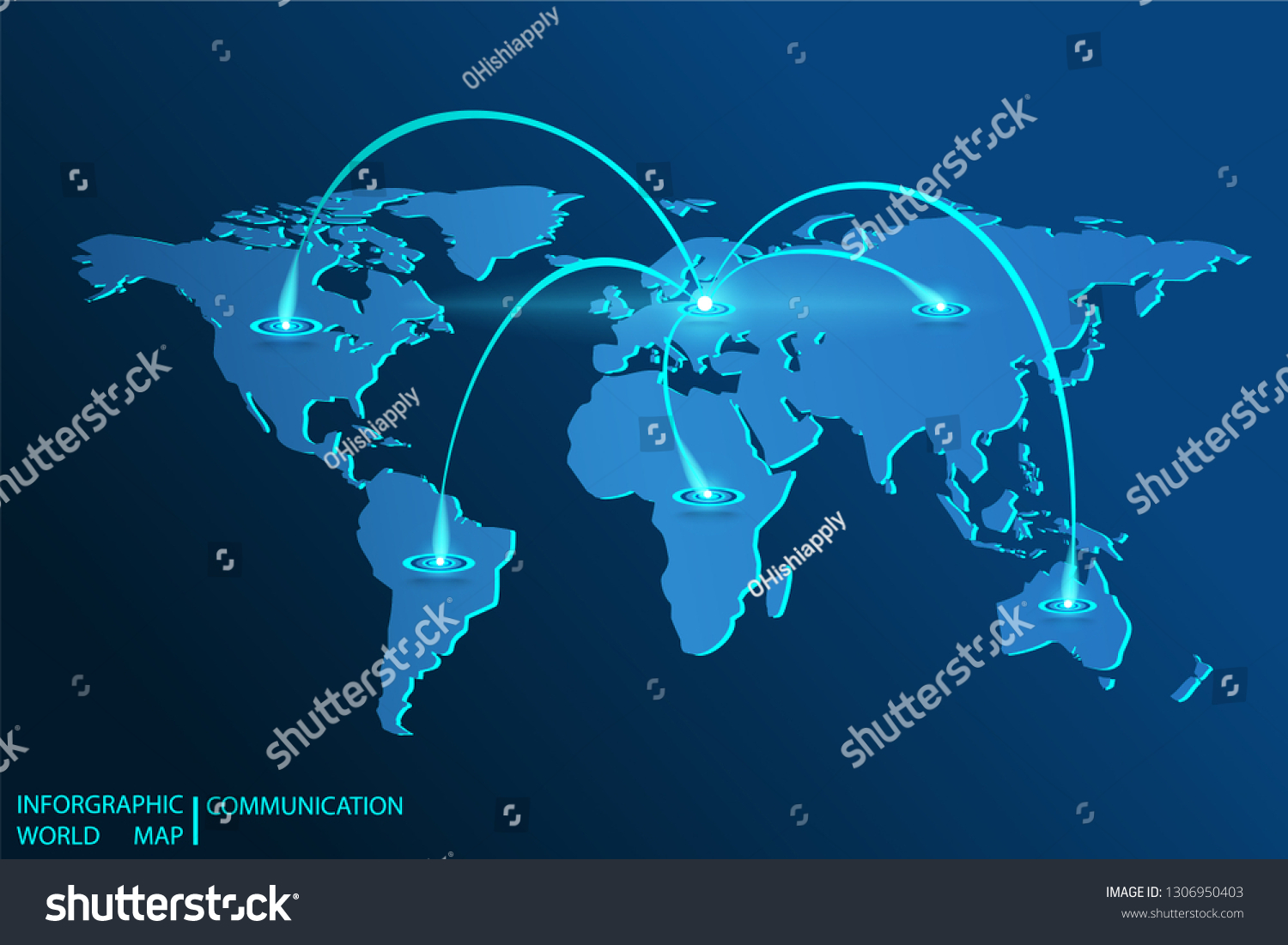 Vector World Map Communication Network Concept Stock Vector (Royalty ...