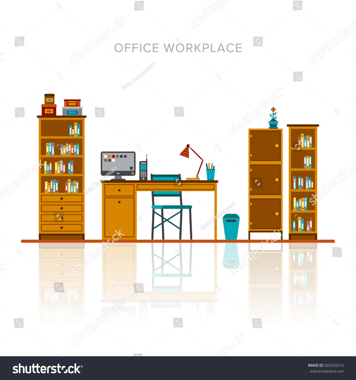 Vector Office Workplace Scene Template Flat: Vector có sẵn (miễn phí ...