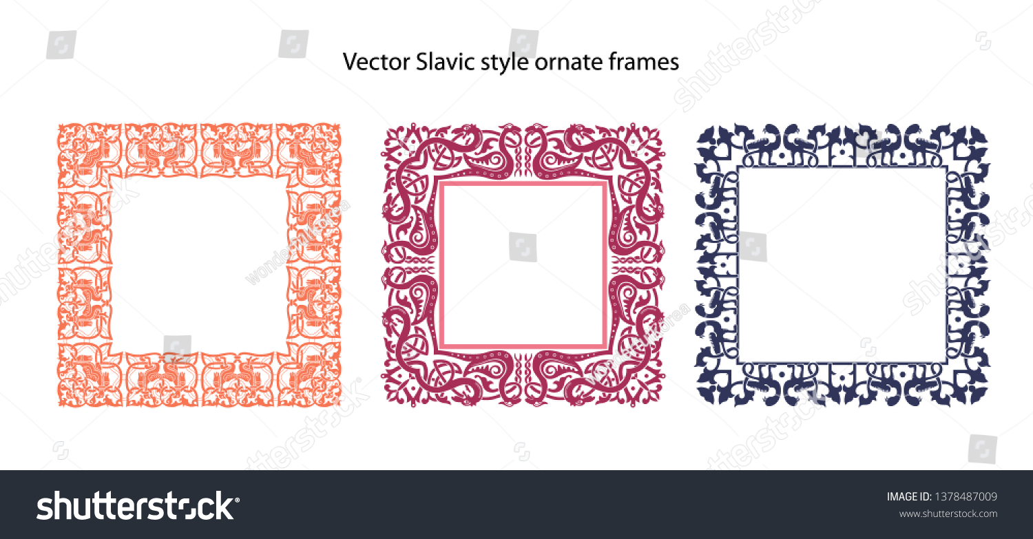 Vector Old Russian Style Square Frames Stock Vector (Royalty Free ...