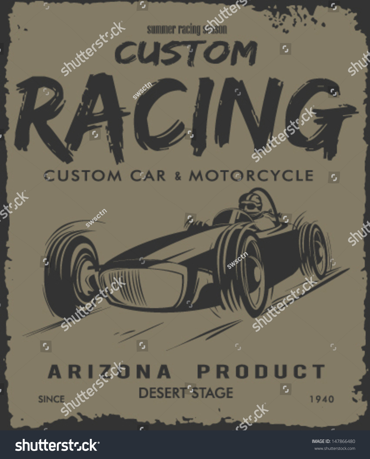 Vector Old School Race Car Poster Stock Vector (Royalty Free) 147866480