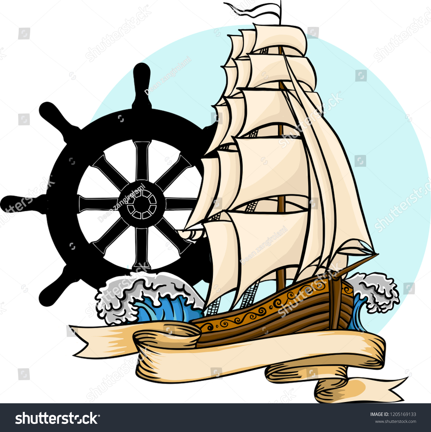 Vector Old Ship Vector Flat Cartoon: เวกเตอร์สต็อก (ปลอดค่าลิขสิทธิ์ ...