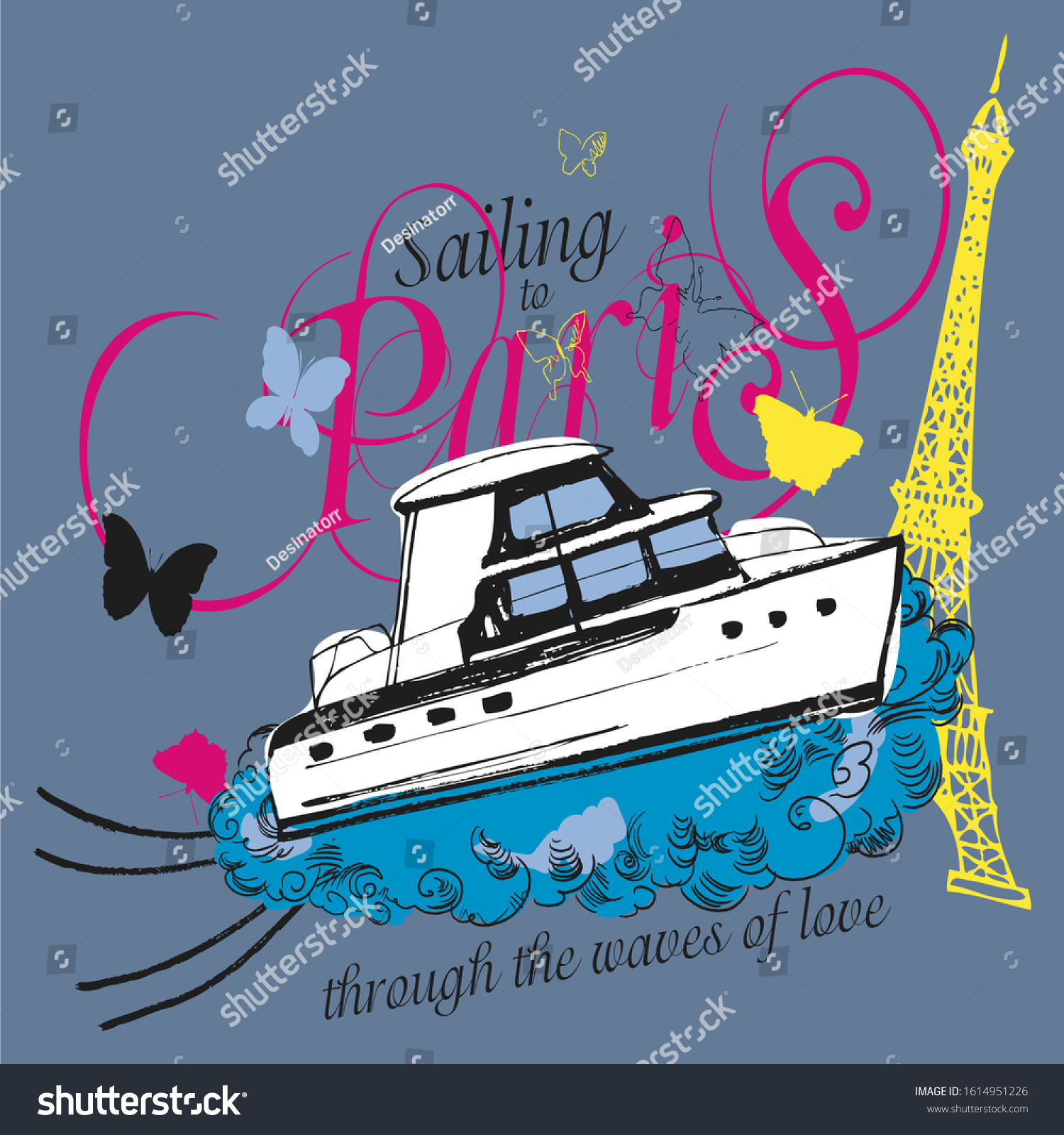 Vector Old Ship Vector Flat Cartoon Stock Vector (Royalty Free) 1614951226