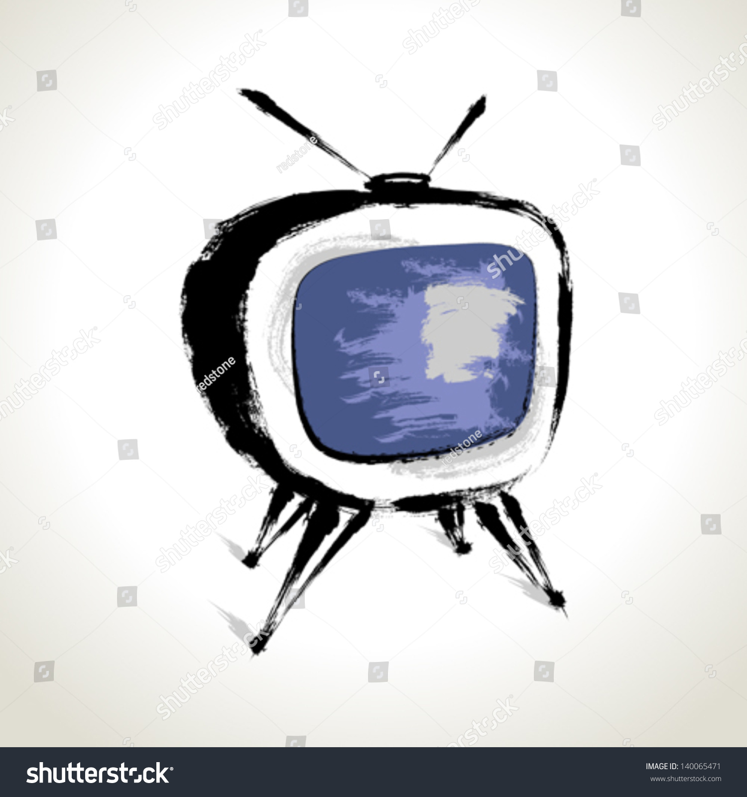 Vector Old Television Drawing Brushwork Stock Vector (Royalty Free ...