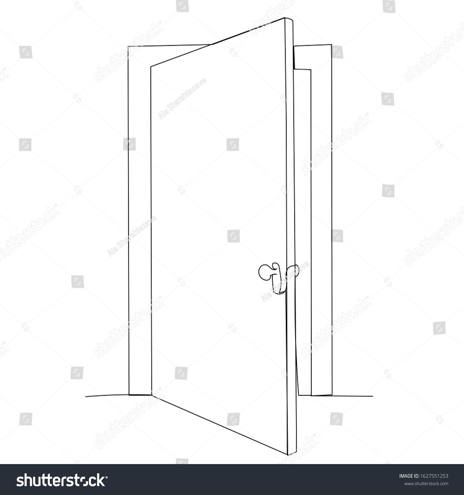 Vector One Line Drawing Open Door: เวกเตอร์สต็อก (ปลอดค่าลิขสิทธิ์ ...