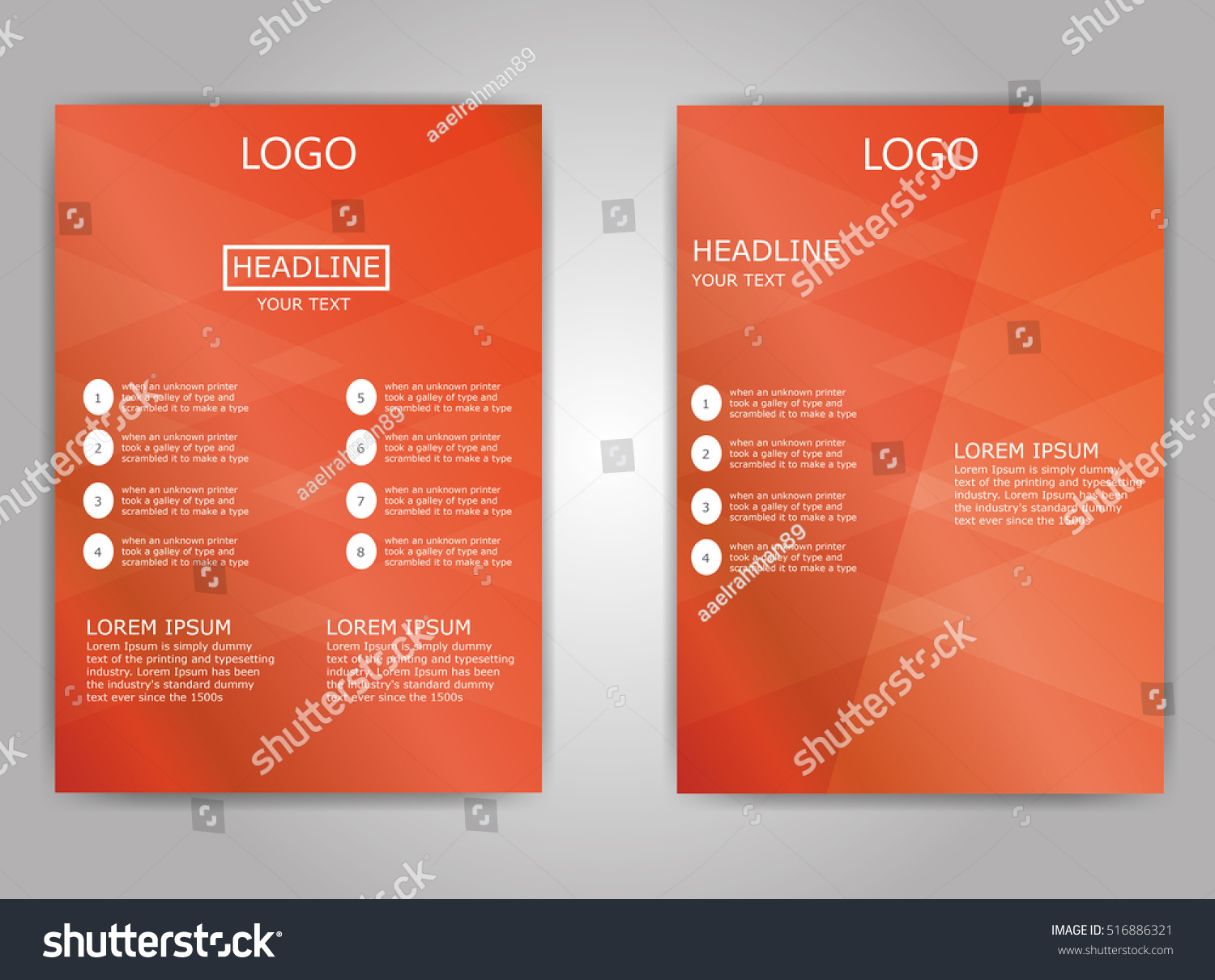 Vector Orange Brochure Flyer Design Template Stock Vector (Royalty Free ...