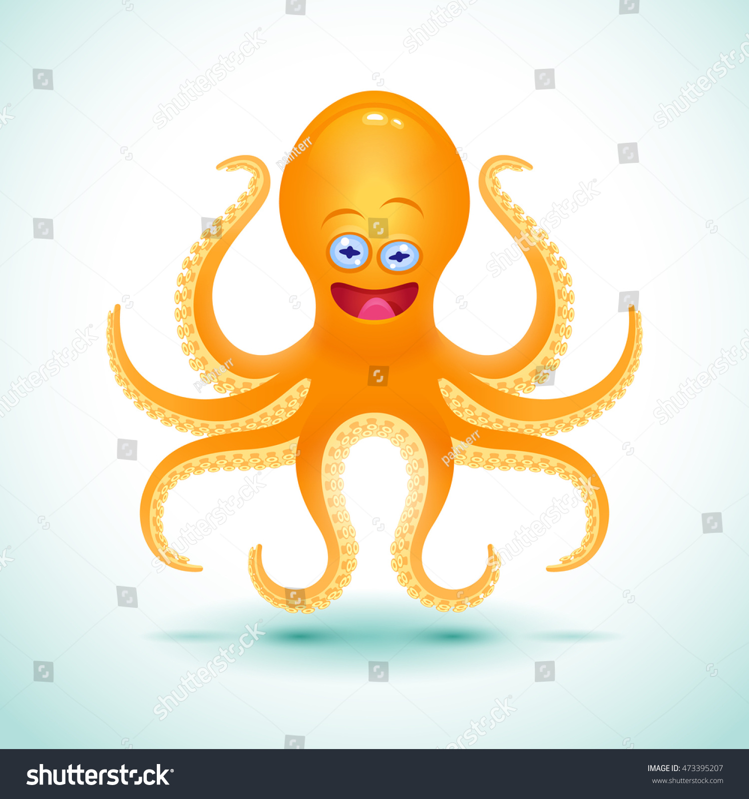Vector Orange Cartoon Octopus Illustration Stock Vector (Royalty Free ...