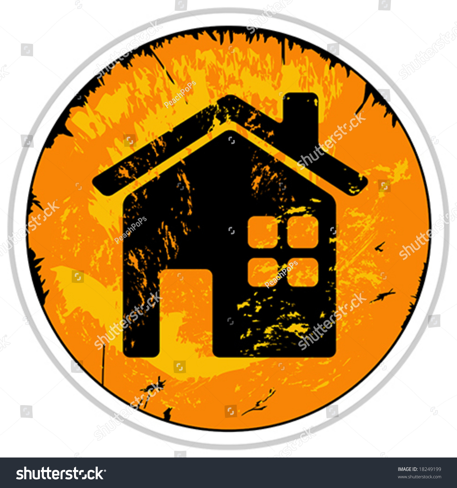 Vector Orange Grunge Home Button Icon Stock Vector (Royalty Free ...