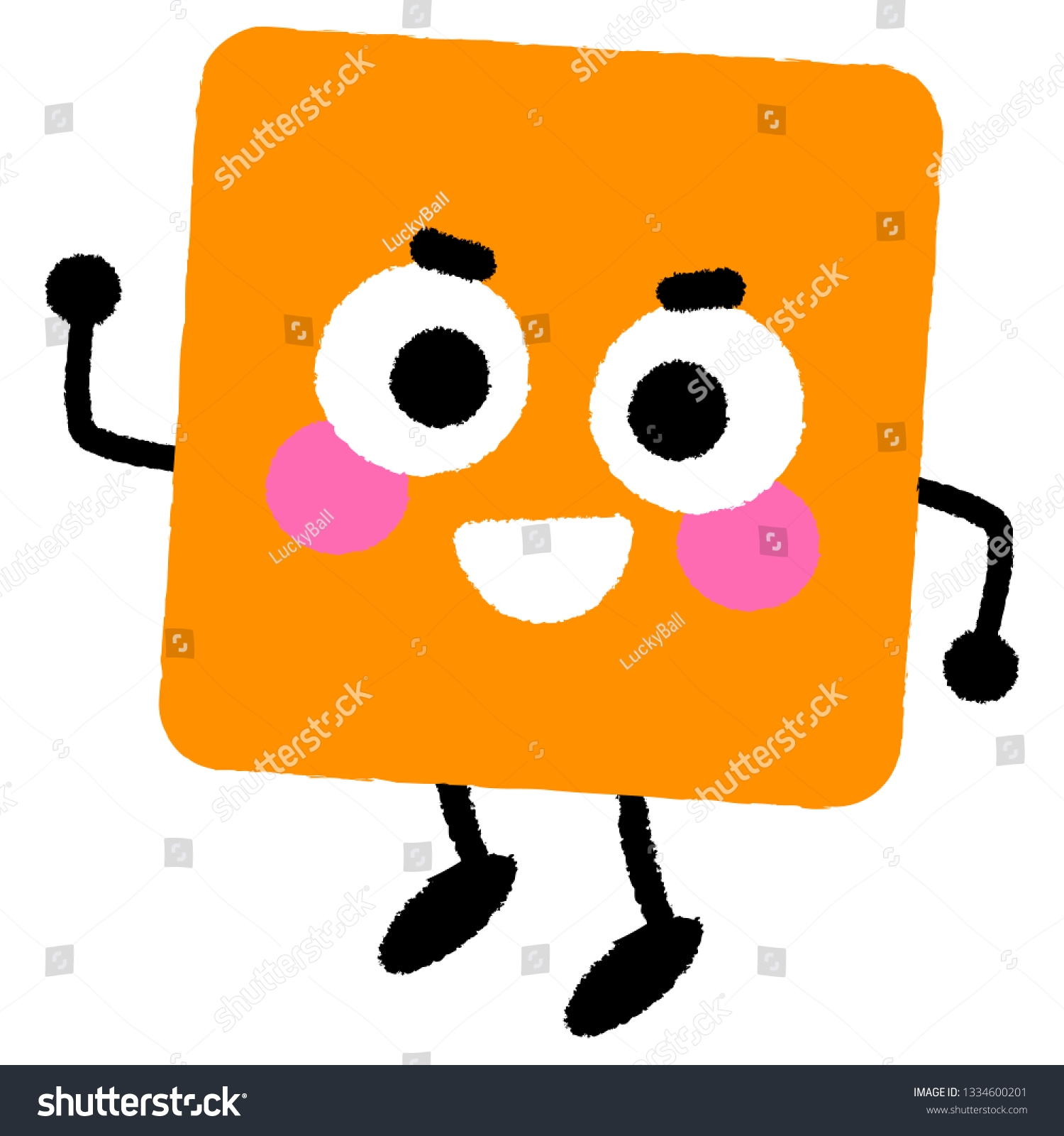 Vector Orange Square Cartoon Character Smiling Stock Vector (Royalty ...