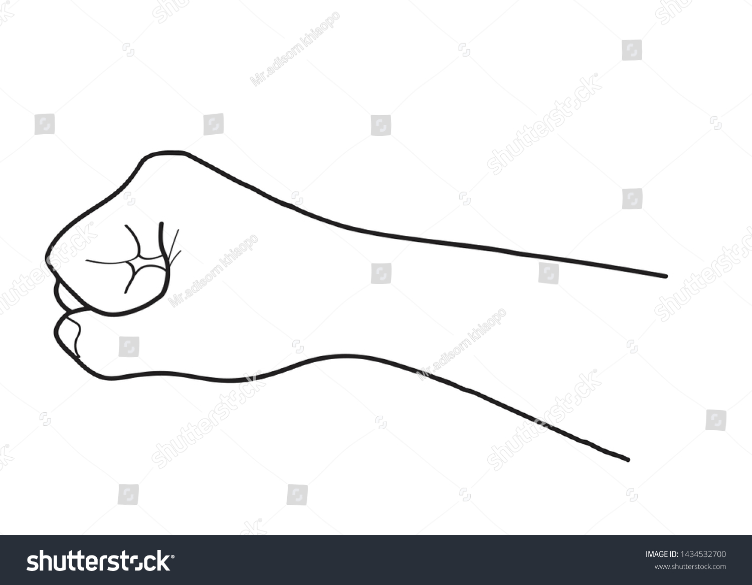Vector Outline Drawing Hand Punch Stock Vector (Royalty Free ...