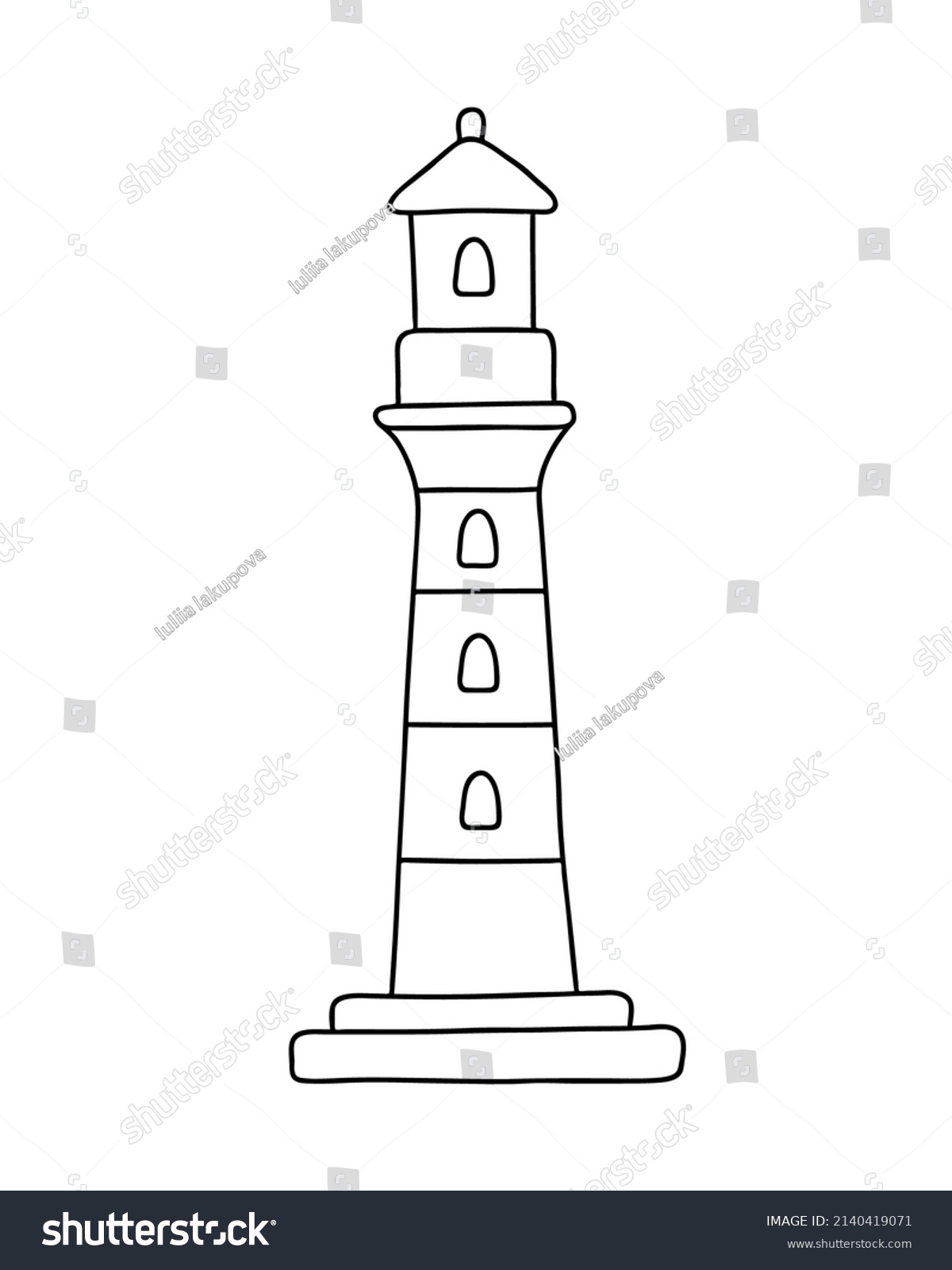 Vector Outline Lighthouse Isolated On White Stock Vector (Royalty Free ...