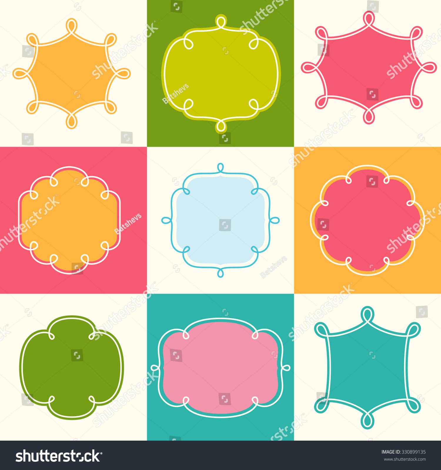 Vector Outline Loopy Frames Set Labels Stock Vector (Royalty Free ...