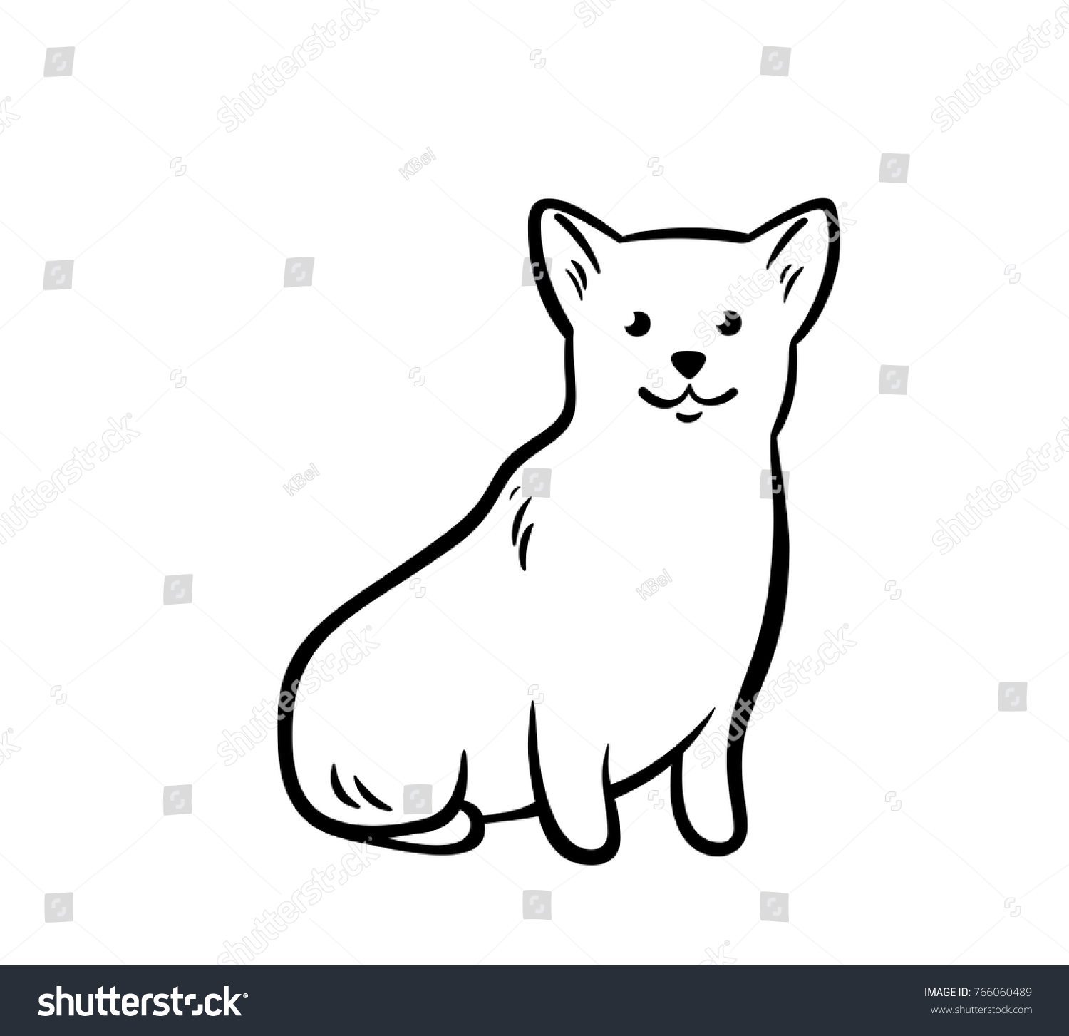 Vector Outline Sitting Corgi Isolated On Stock Vector (Royalty Free ...
