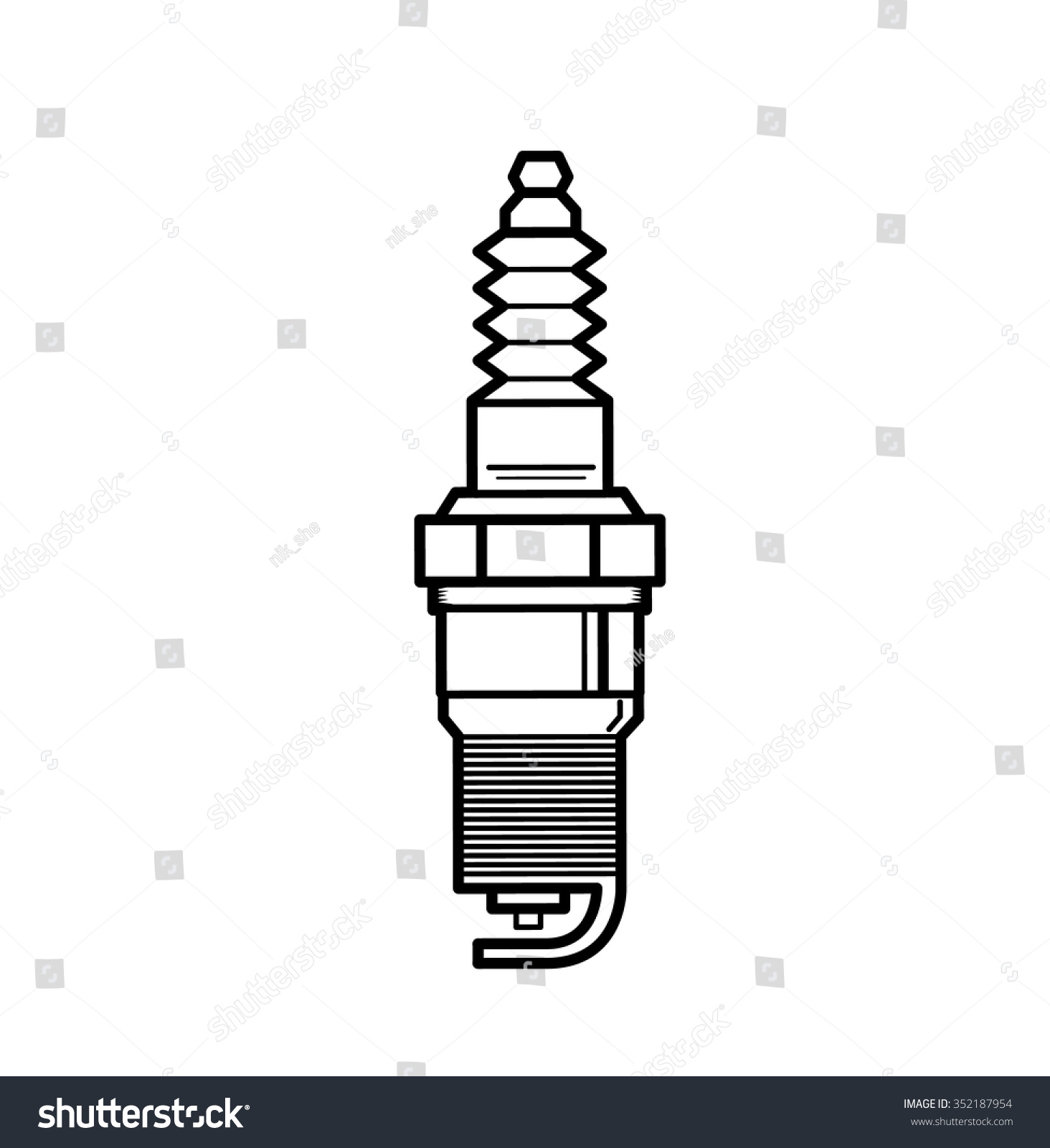 Vector Outline Spark Plug On White Stock Vector (Royalty Free ...