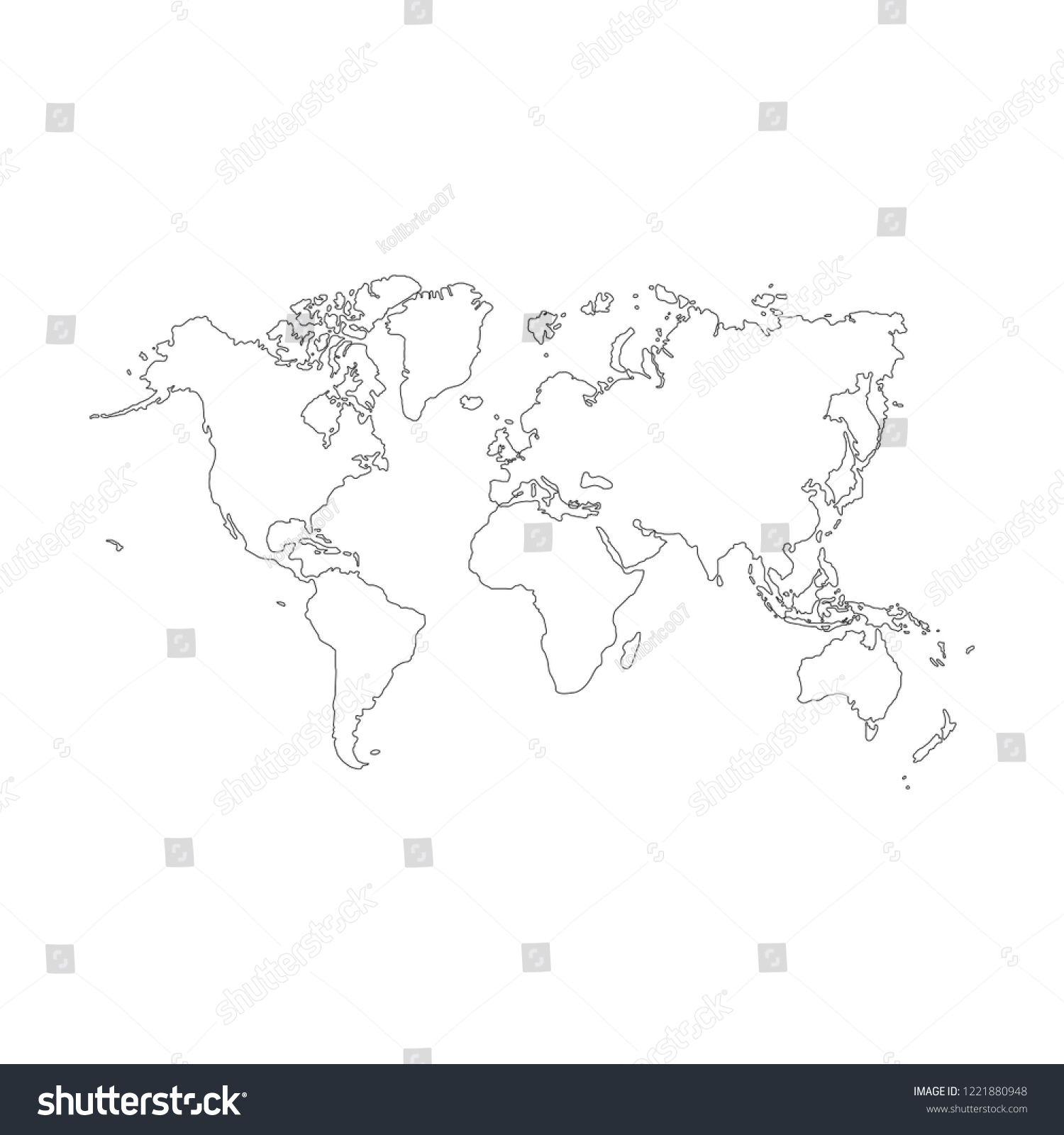 Vector Outline World Map World Map Stock Vector (Royalty Free ...