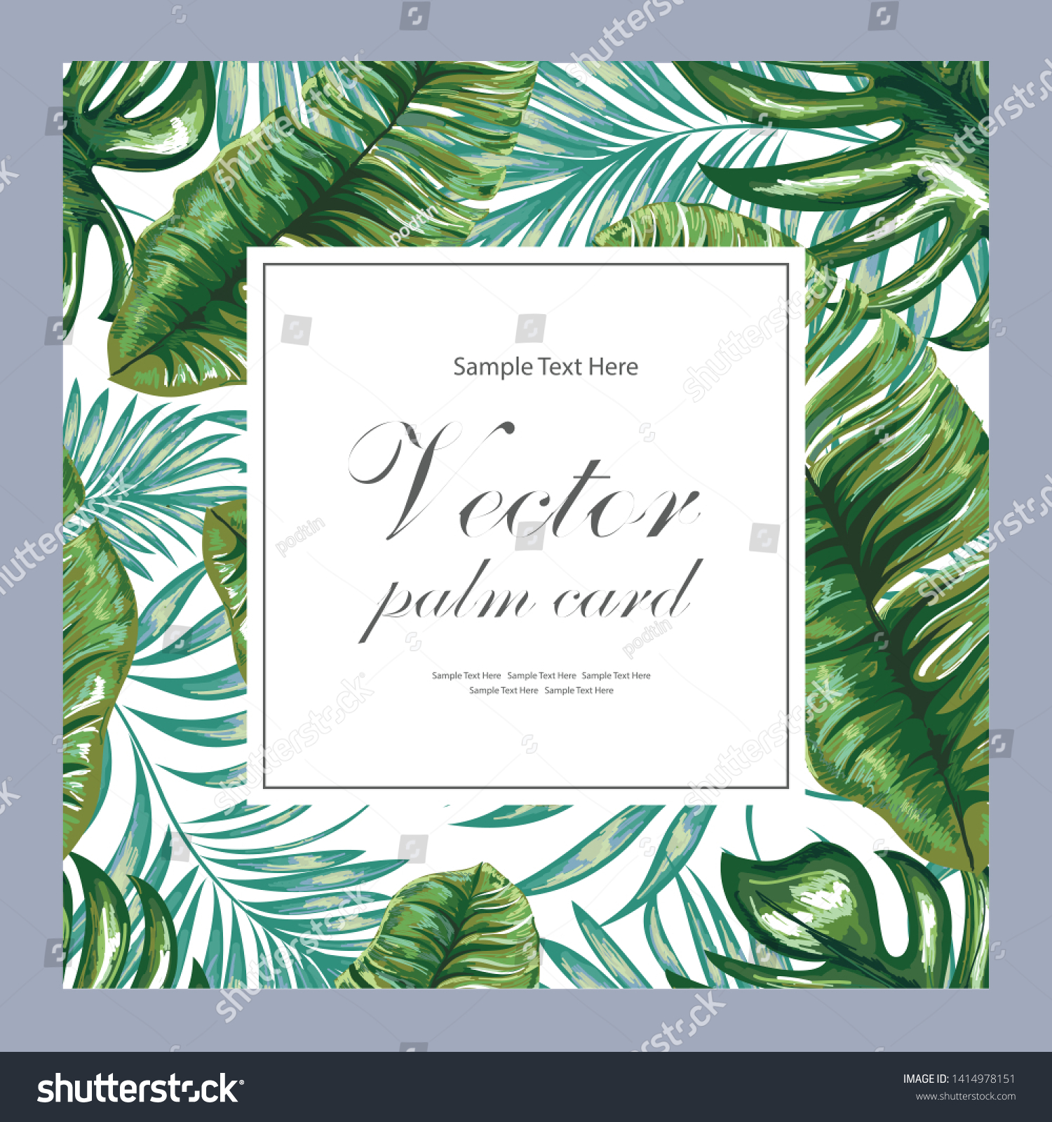 Vector Palm Card Template Congratulations Text Stock Vector (Royalty ...