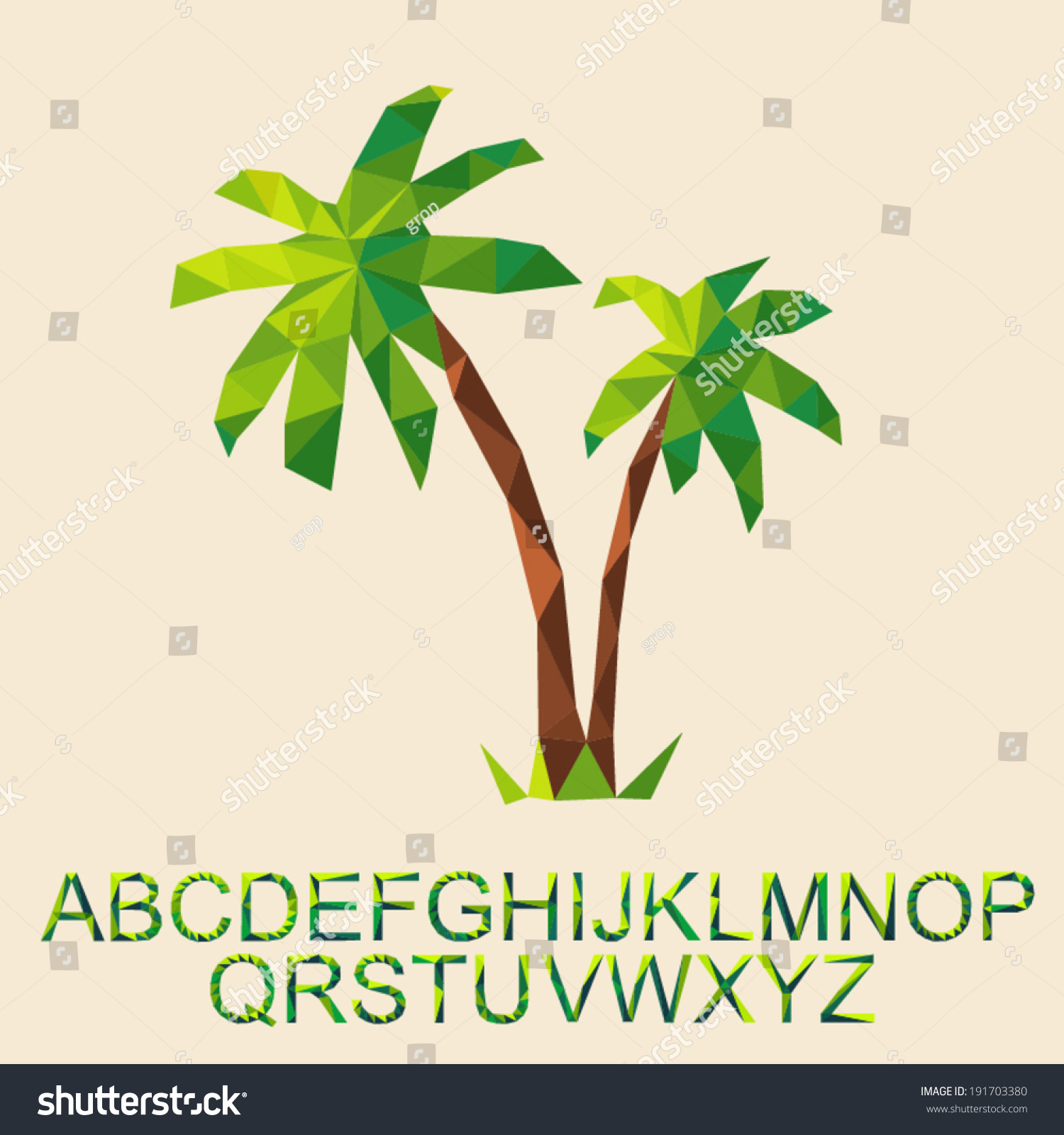 Vector Palm Tree Font By Triangles Stock Vector (Royalty Free) 191703380