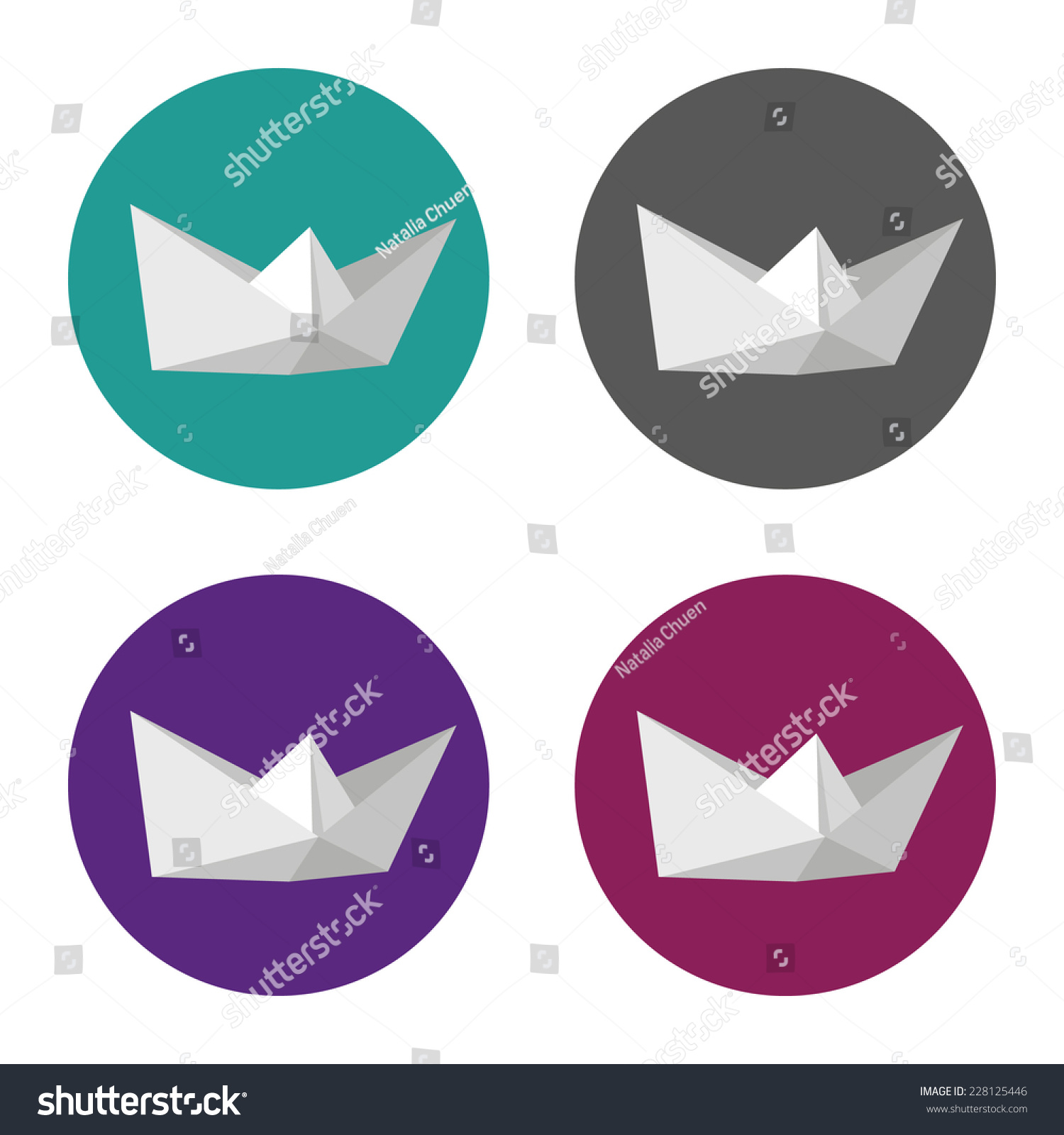 Vector Paper Boat Logo Set Stock Vector (Royalty Free) 228125446 ...
