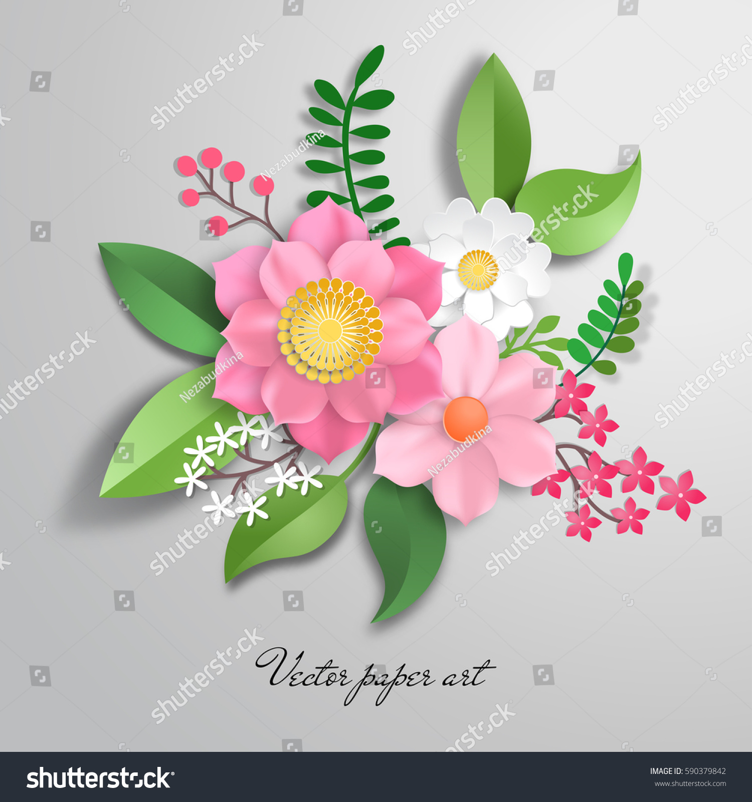 Vector Paper Cut Design Flower Composition Stock Vector (Royalty Free ...